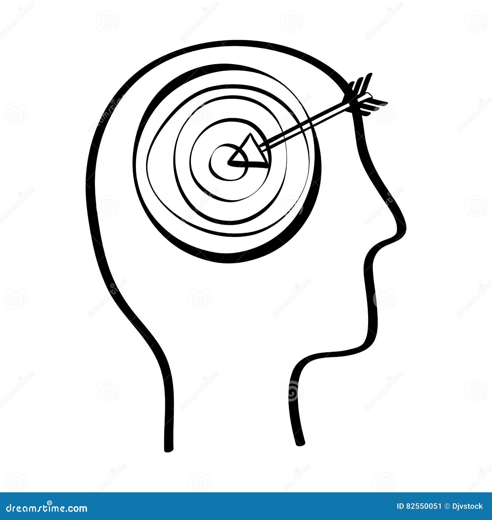 Human Head with Target Inside Stock Illustration - Illustration of ...