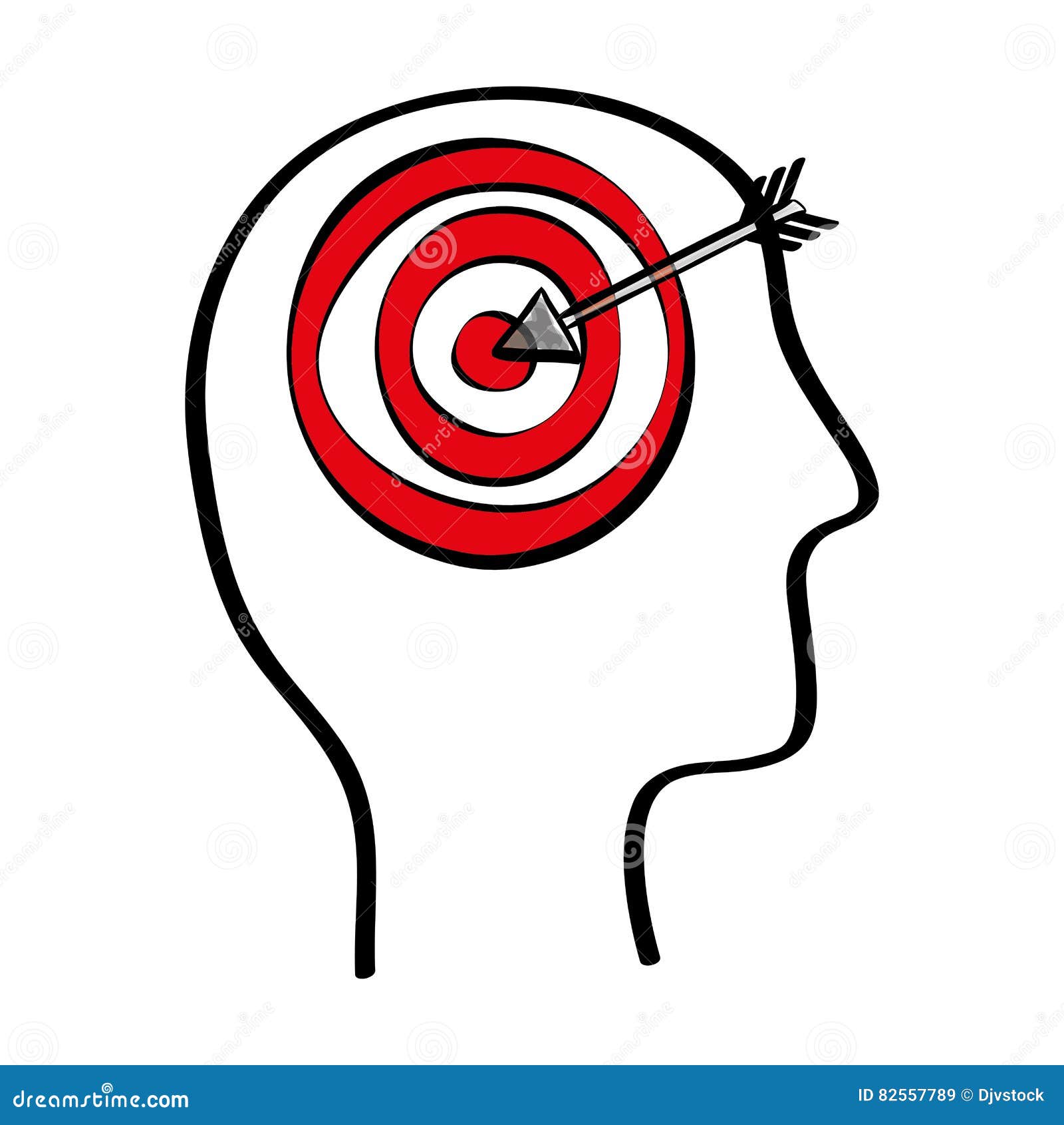 Human Head with Target Inside Stock Illustration - Illustration of ...