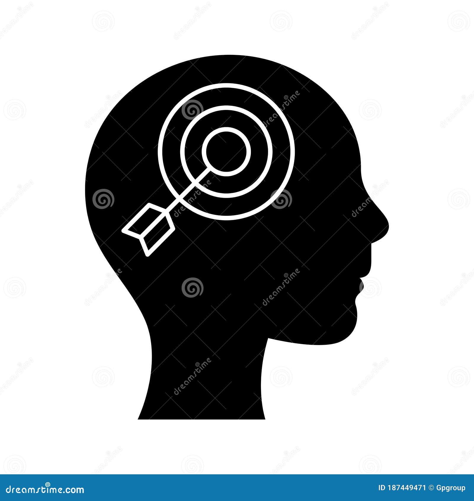 Human Head with Target Silhouette Style Icon Vector Design Stock Vector ...