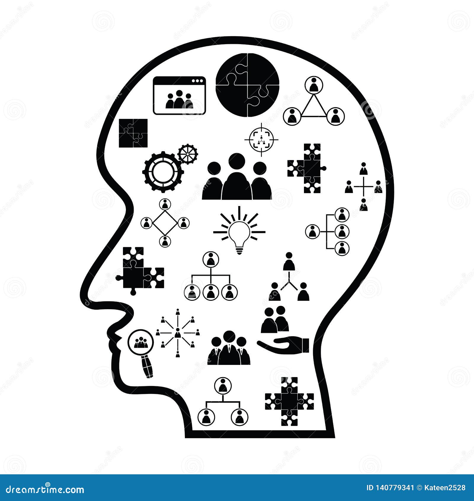 Human Head with Teamwork Idea Concept Stock Vector - Illustration of ...