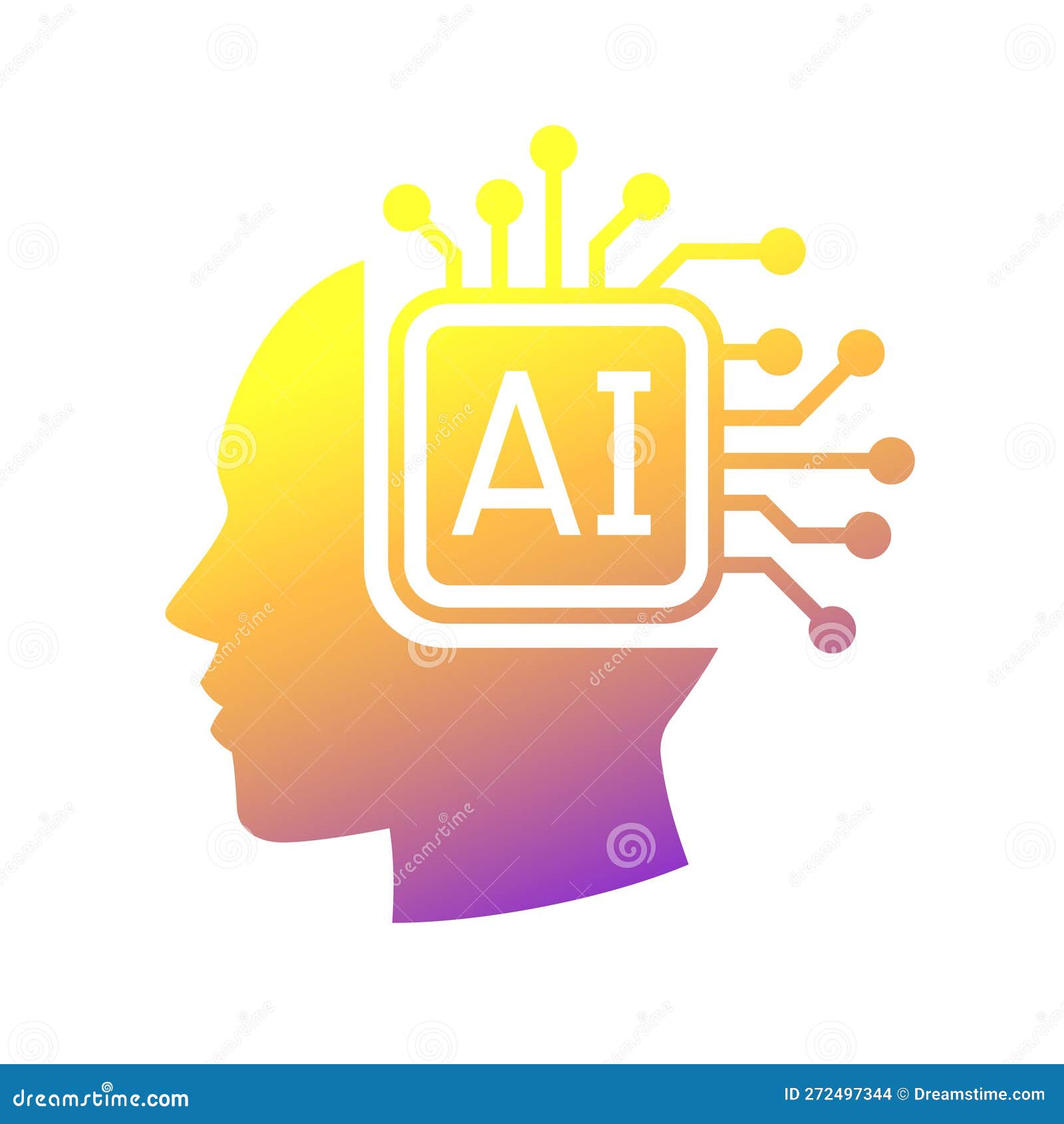 Ai Chip Technological Brain Artificial Intelligence Vector Illustration Of Brain