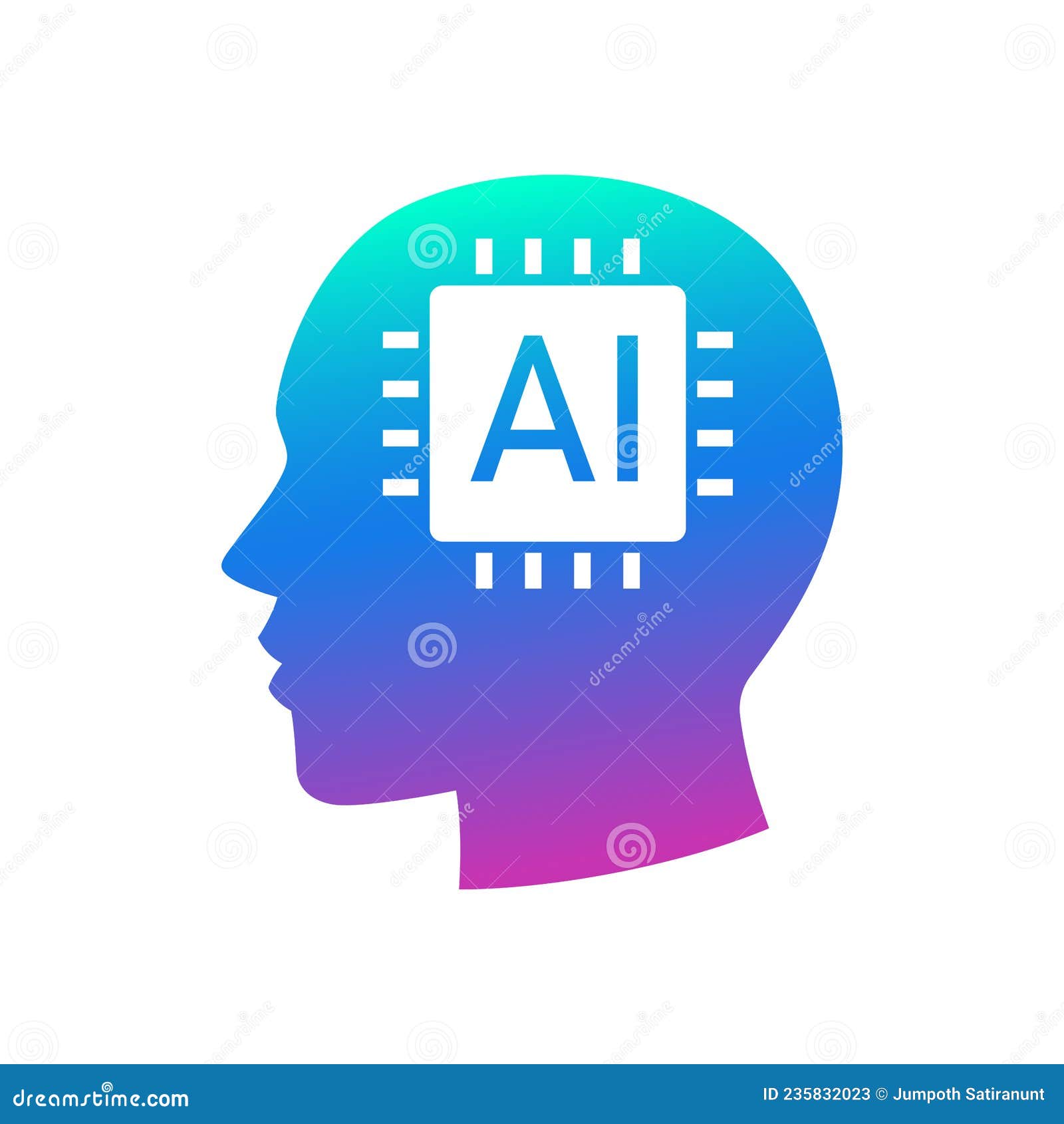 AI Chip Technological Brain Artificial Intelligence. Vector ...