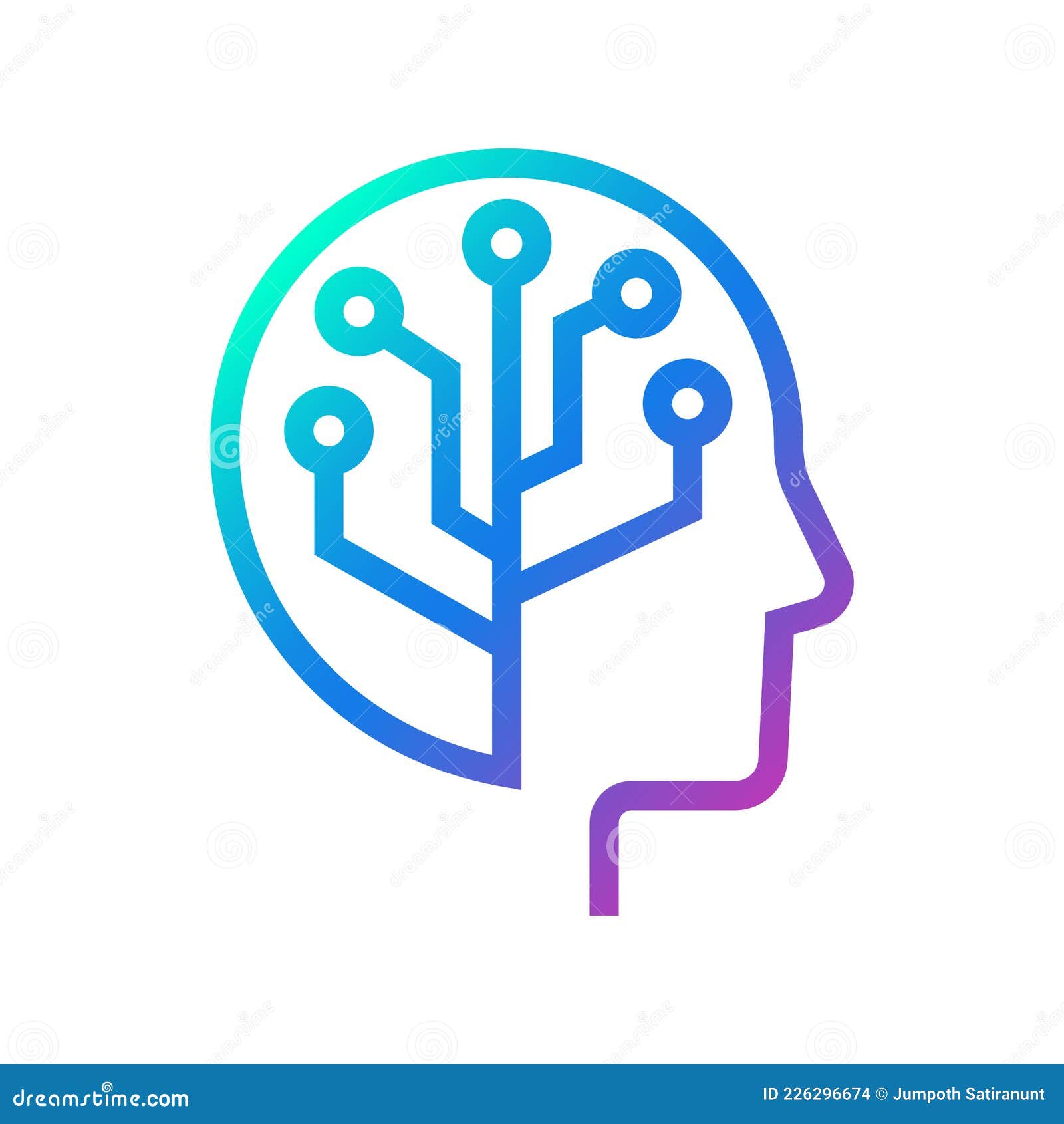 Human Head Tech Logo, Circuit Board Technological Brain, Artificial ...