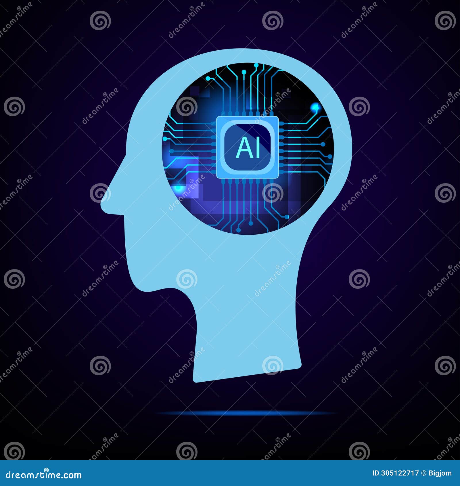 Human Head Technology, AI Chip Technology Brain, Artificial ...