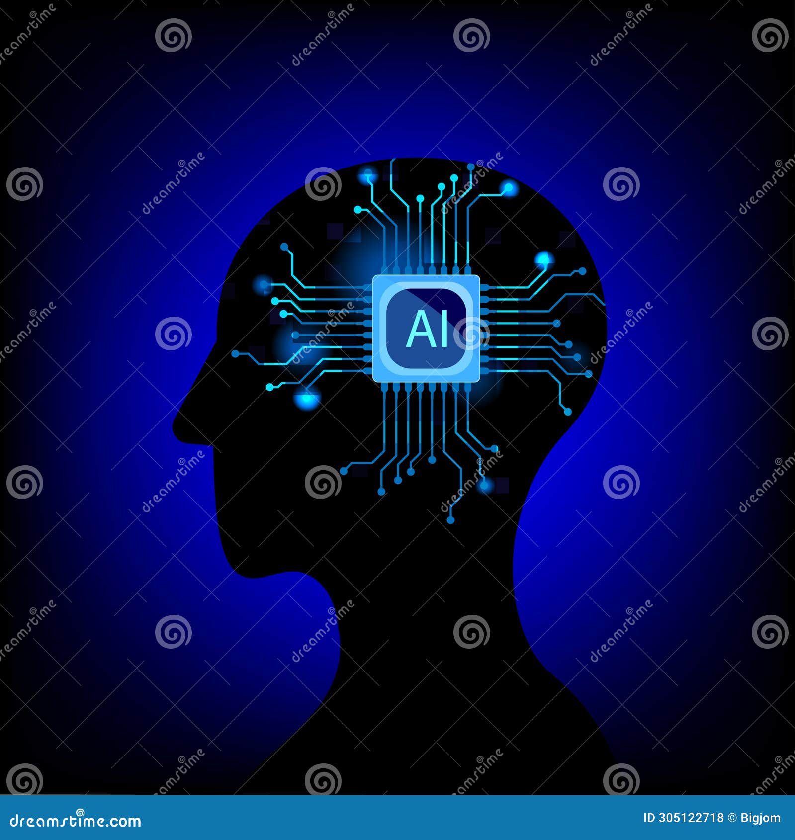 Human Head Technology, AI Chip Technology Brain, Artificial ...