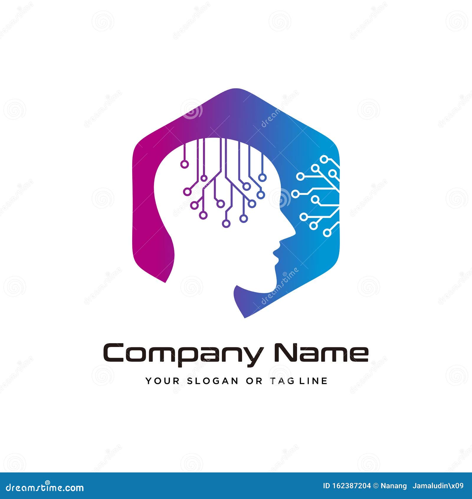 Human Head Technology Logo Design Modern Vector Template Stock Vector ...