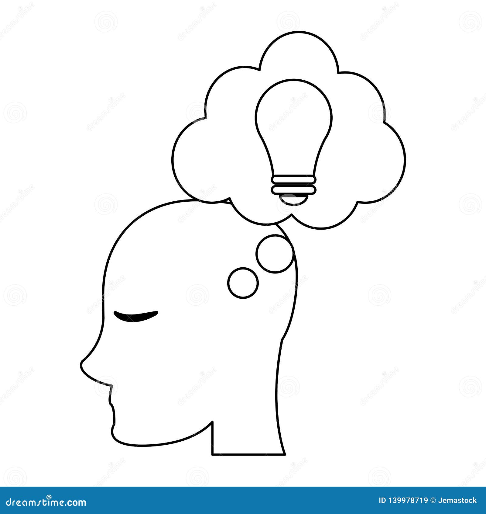 Human Head Thinking in Big Idea Black and White Stock Vector ...