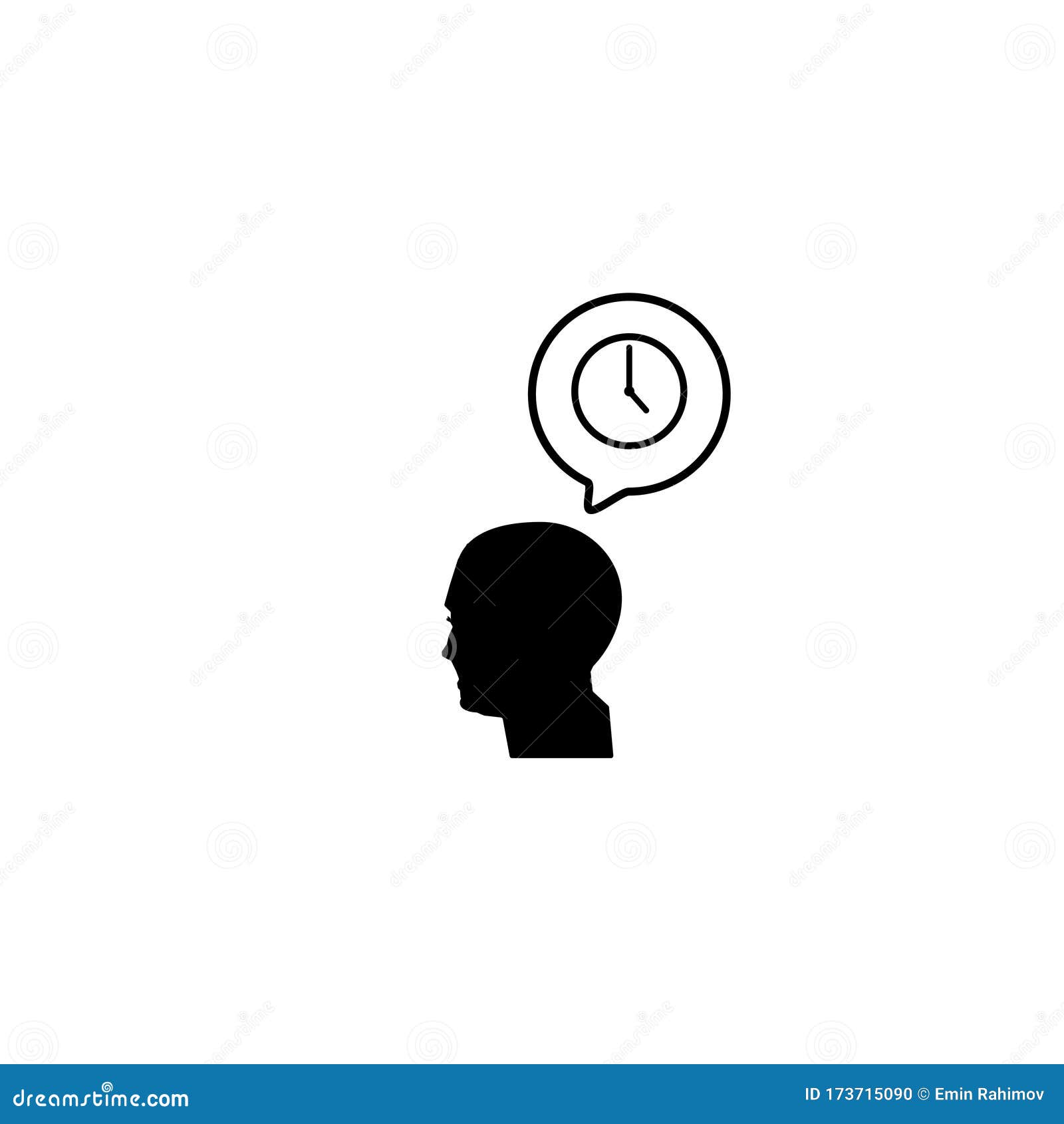 Human Head and Thinking Clock Sign. Eps Ten Stock Illustration ...