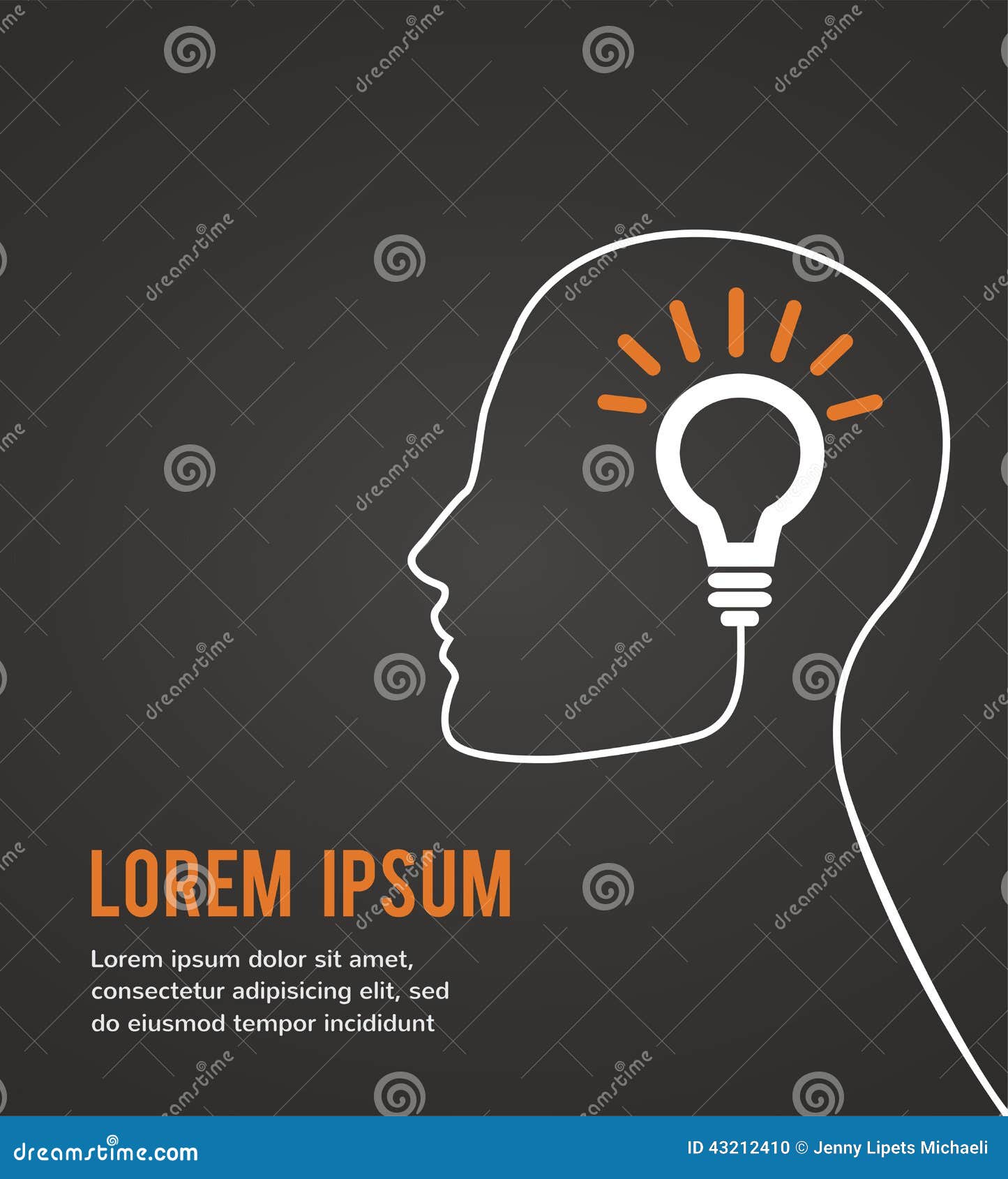 Human Head Thinking a New Idea on Black Background Stock Illustration ...