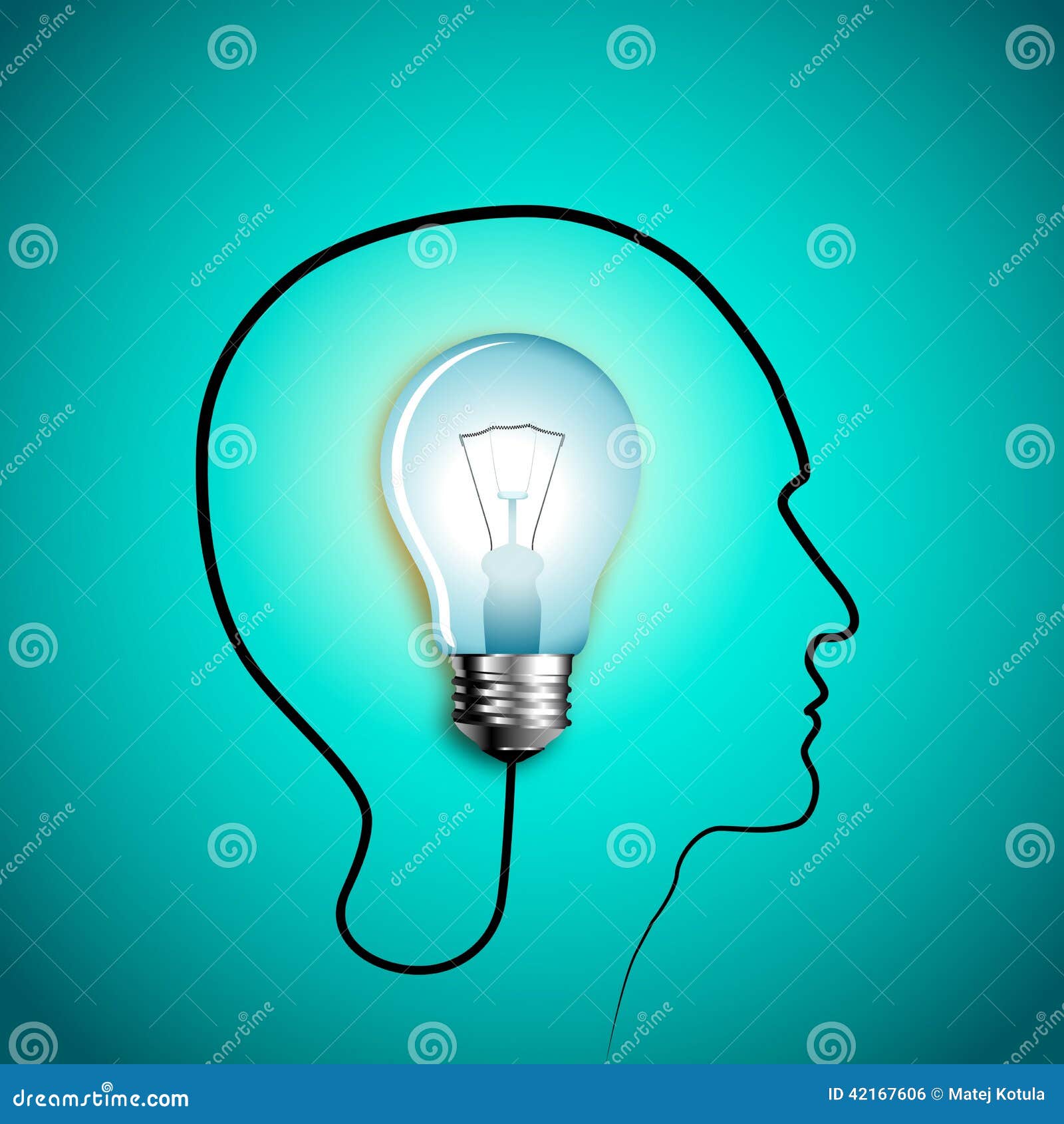 Human Head Thinking a New Idea. Creative Idea Stock Illustration ...