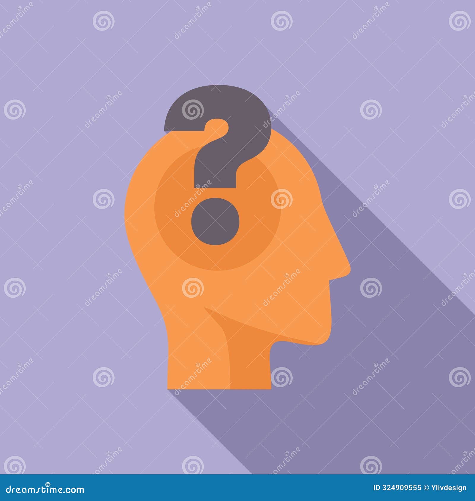 Human Head Thinking with Question Mark Inside Minimalist Flat Design ...