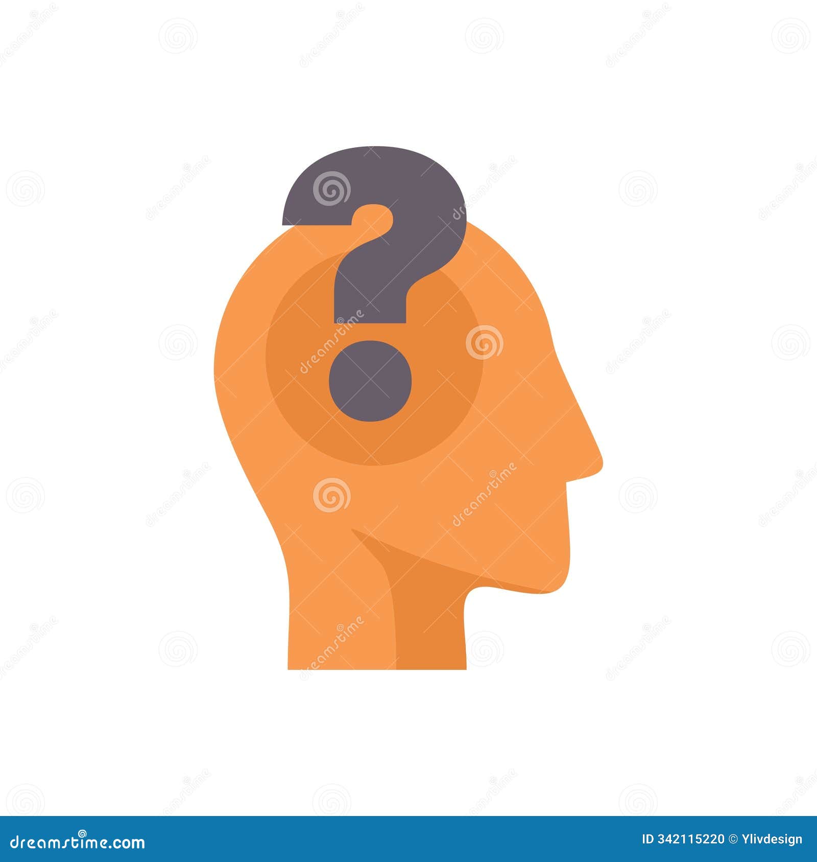 Human Head Thinking with Question Mark Inside Stock Illustration ...