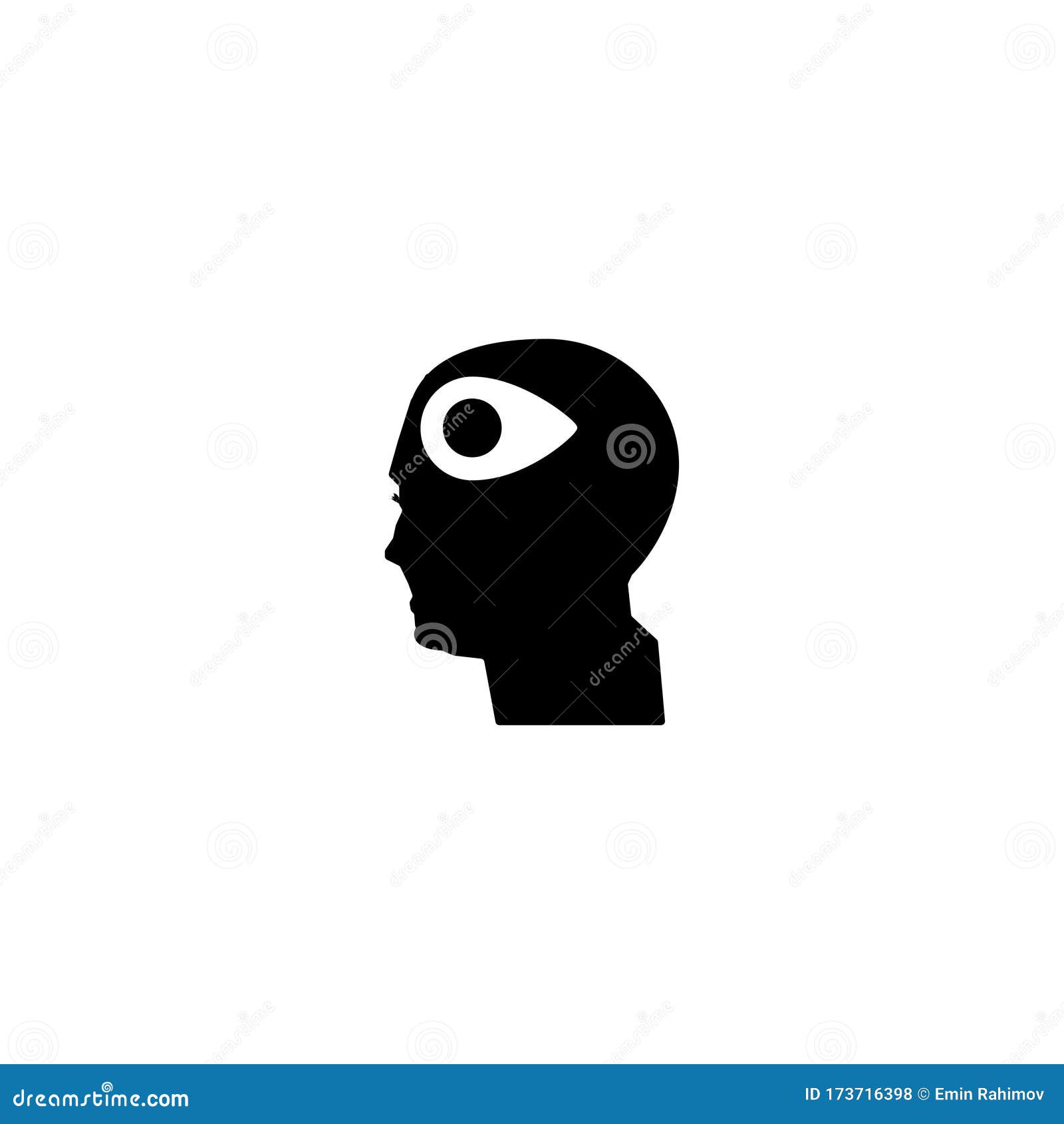 Human Head and Third Eye on the Forehead Sign on a White Background Eps ...