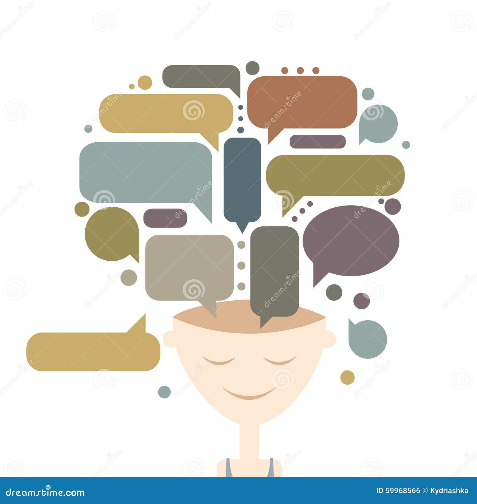 Man Head Thoughts With Colorful Thinking And Speech Bubble Boxes Vector ...