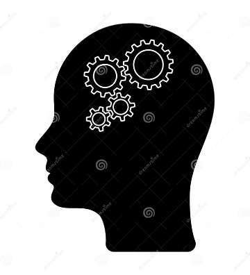 Human Head and Three Gears Inside. Technological Diagram of Engineering ...