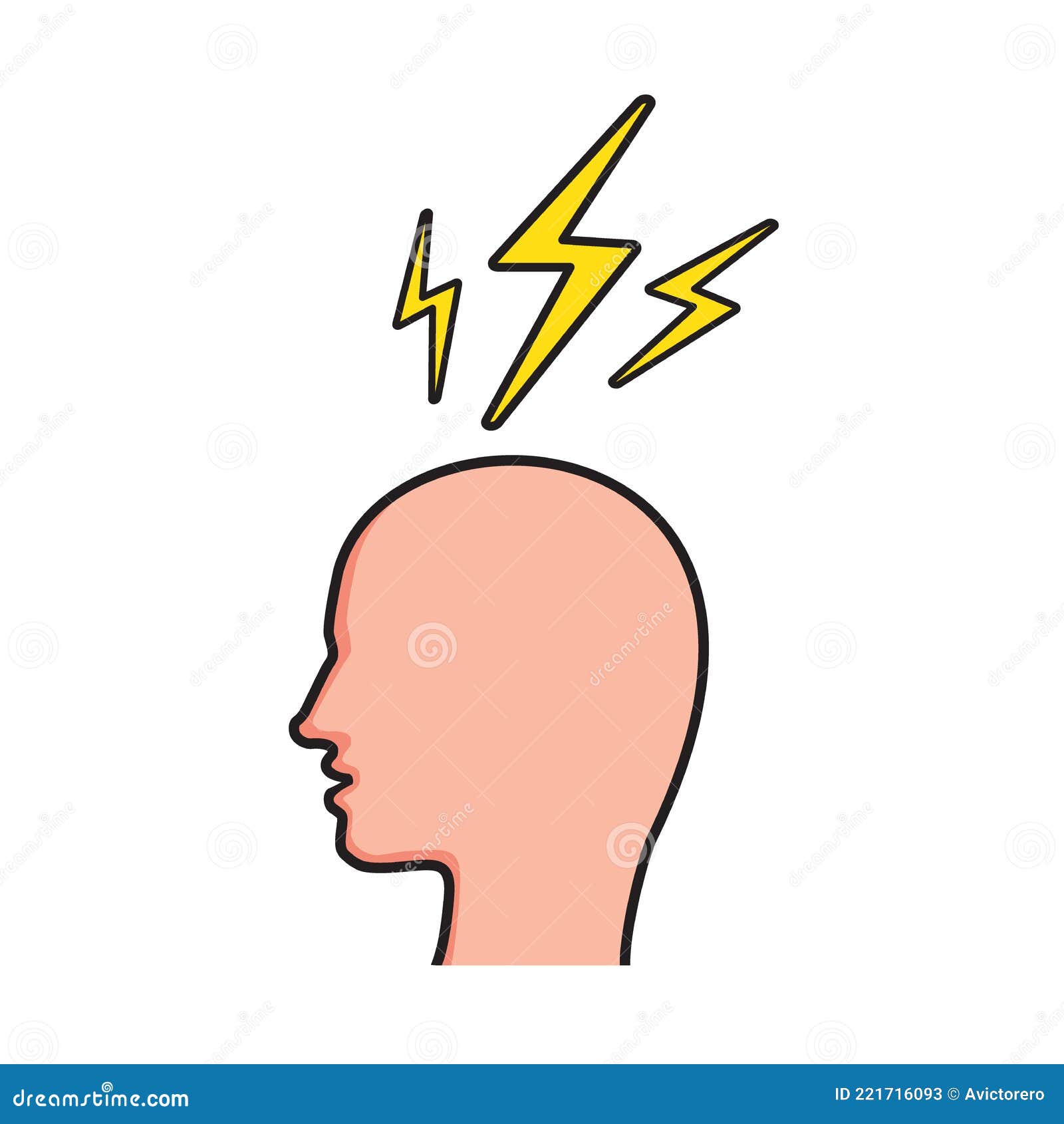 Human Head with Thunderbolt Icon Stock Vector - Illustration of icon ...
