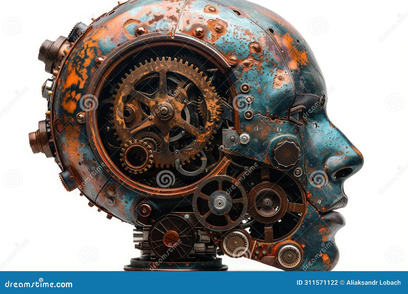 A Human Head with a Toothed Clockwork Mechanism. the Concept of ...