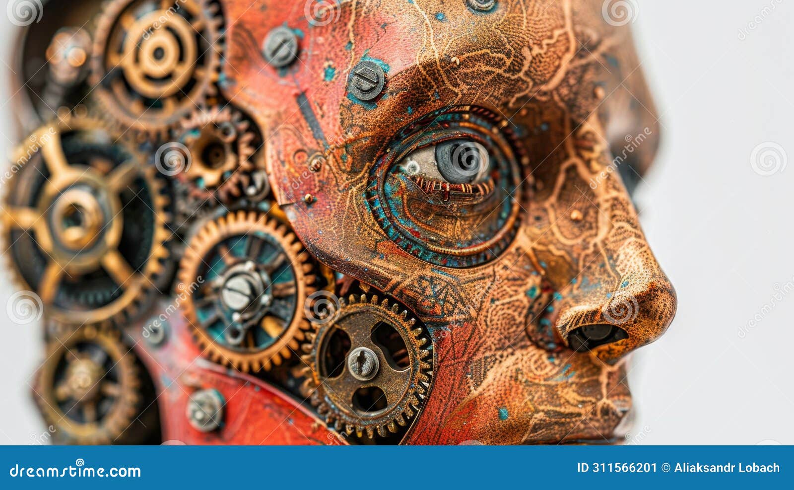 A Human Head with a Toothed Clockwork Mechanism. the Concept of ...