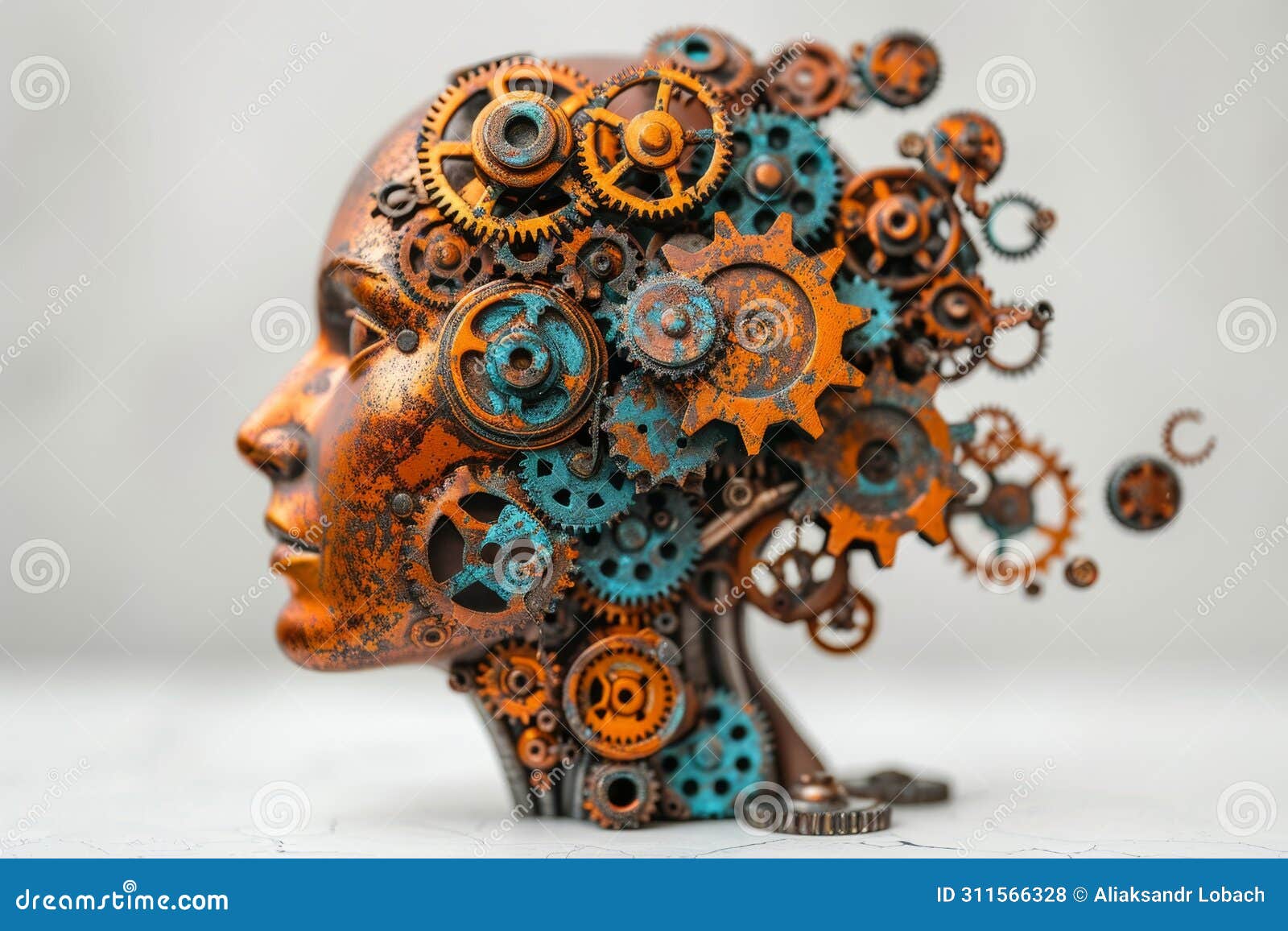 A Human Head with a Toothed Clockwork Mechanism. the Concept of ...