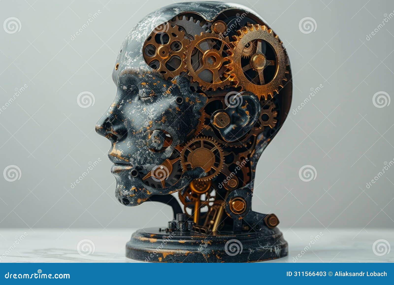 A Human Head with a Toothed Clockwork Mechanism. the Concept of ...