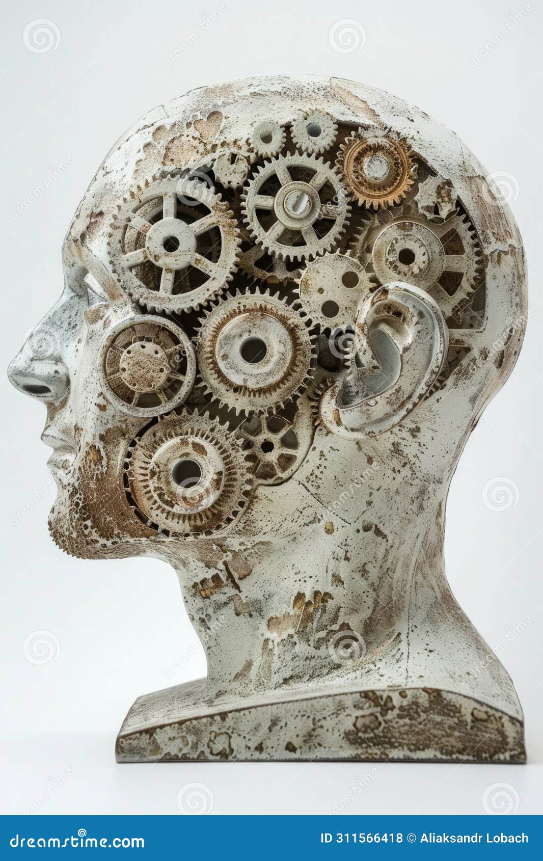 A Human Head with a Toothed Clockwork Mechanism. the Concept of ...