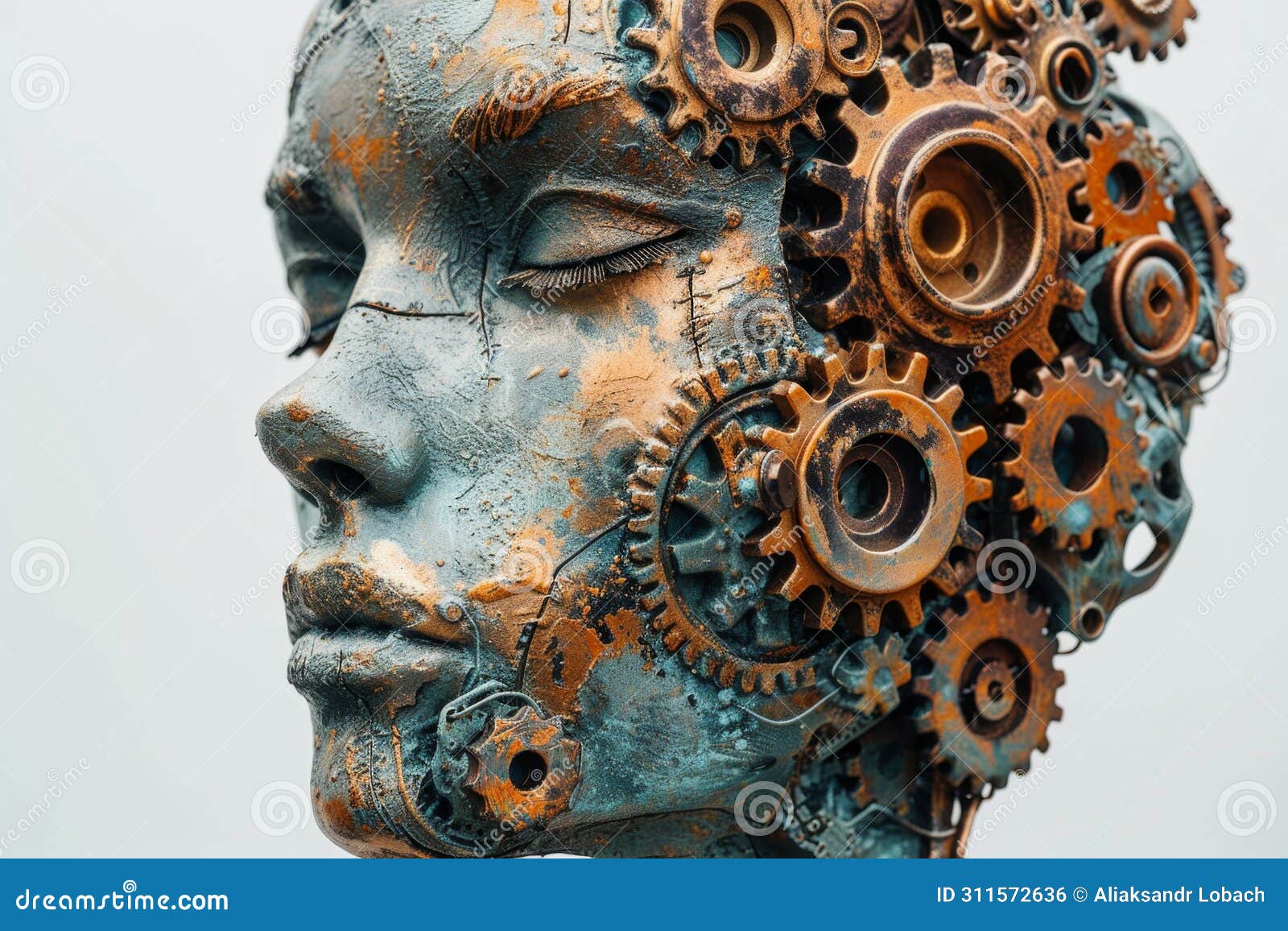 A Human Head with a Toothed Clockwork Mechanism. the Concept of ...