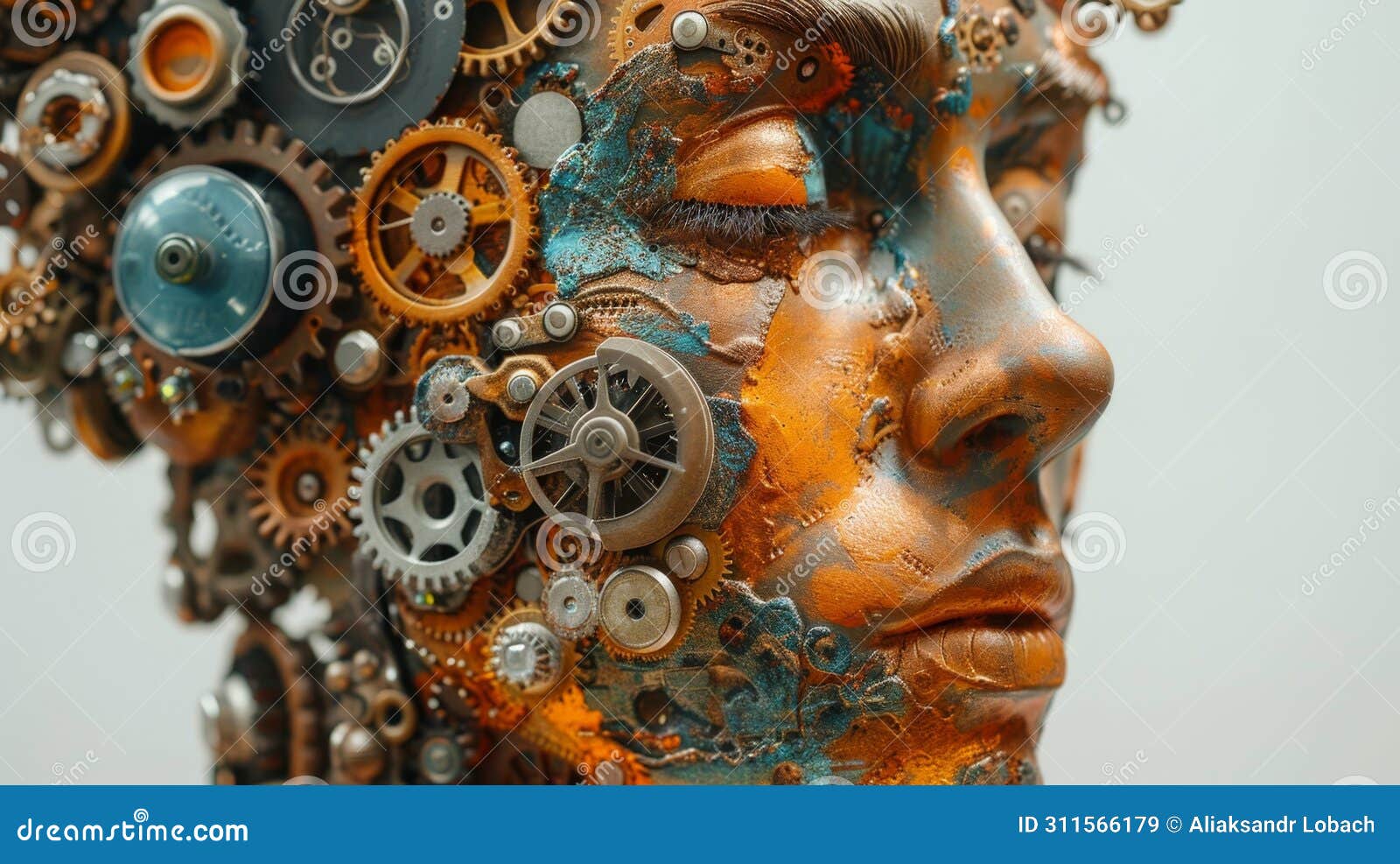 A Human Head with a Toothed Clockwork Mechanism. the Concept of ...