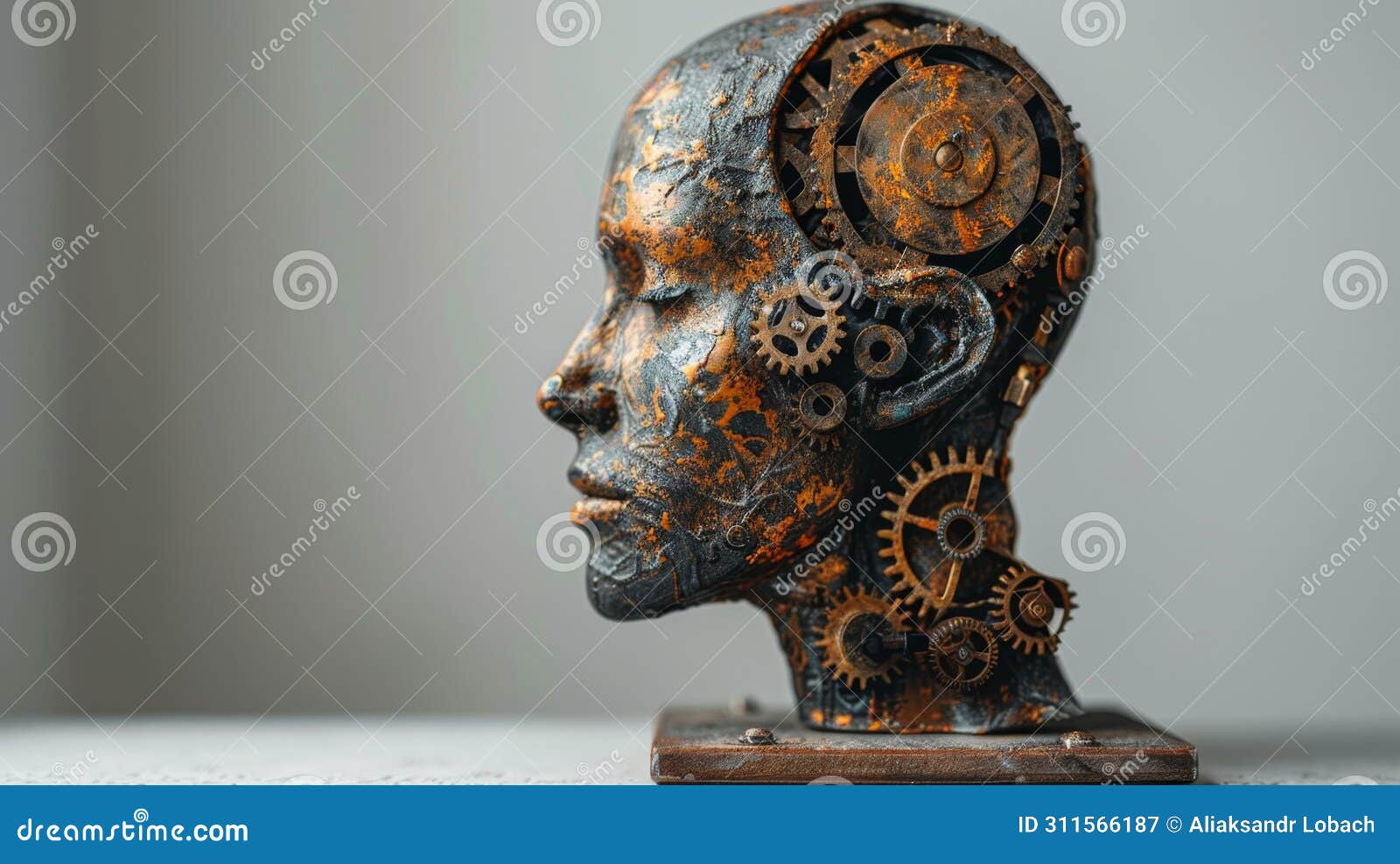 A Human Head with a Toothed Clockwork Mechanism. the Concept of ...