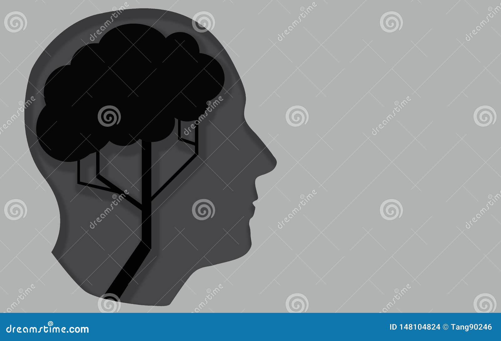 Human Head and Tree Brain Shape Stock Illustration - Illustration of ...