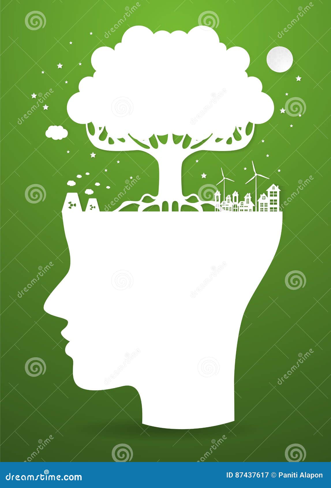Human Head and Tree Shape Look Like a Brain Stock Vector - Illustration ...