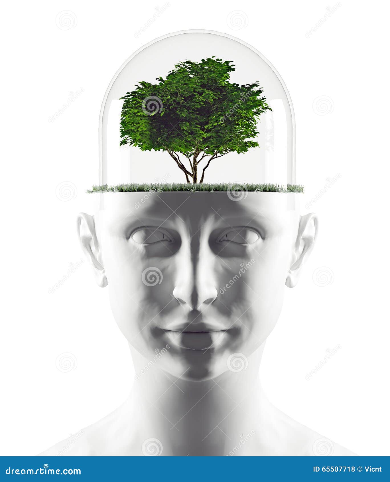 Human head with tree stock illustration. Illustration of innovation ...