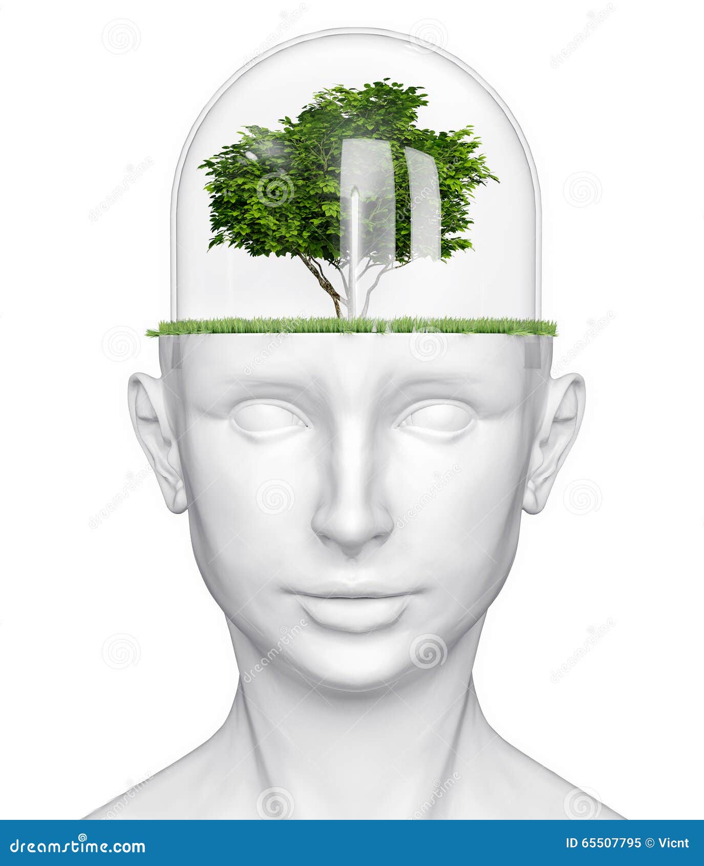 Human head with tree stock illustration. Illustration of face - 65507795