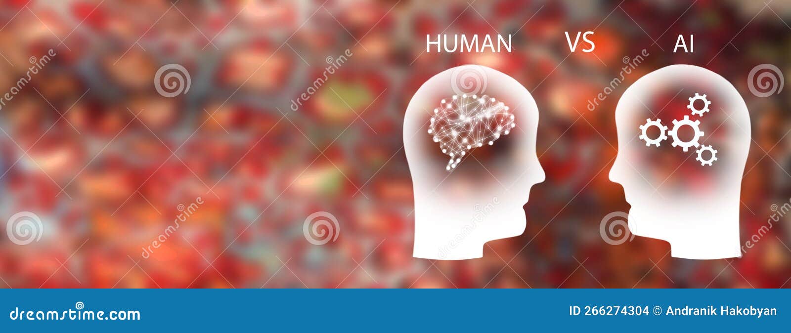 Human Head VS Ai. Human Intelligence Vs Artificial Intelligence Stock ...