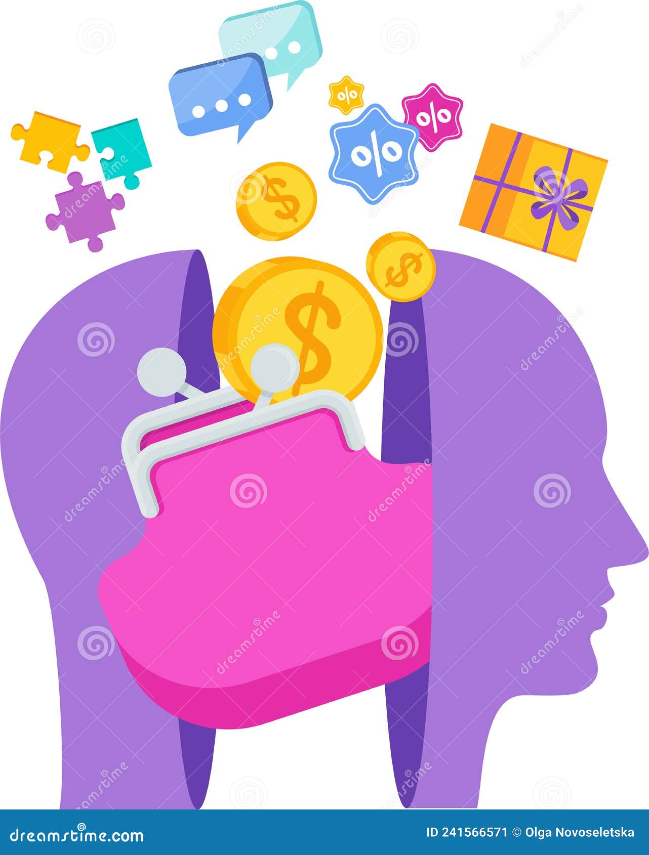 Human Head with a Wallet. Financial Thinking. Budget, Financial ...