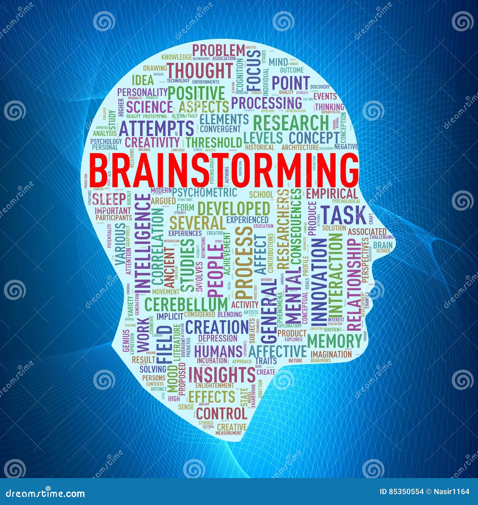 Human Head Wordcloud Tags Brainstorming Stock Illustration ...