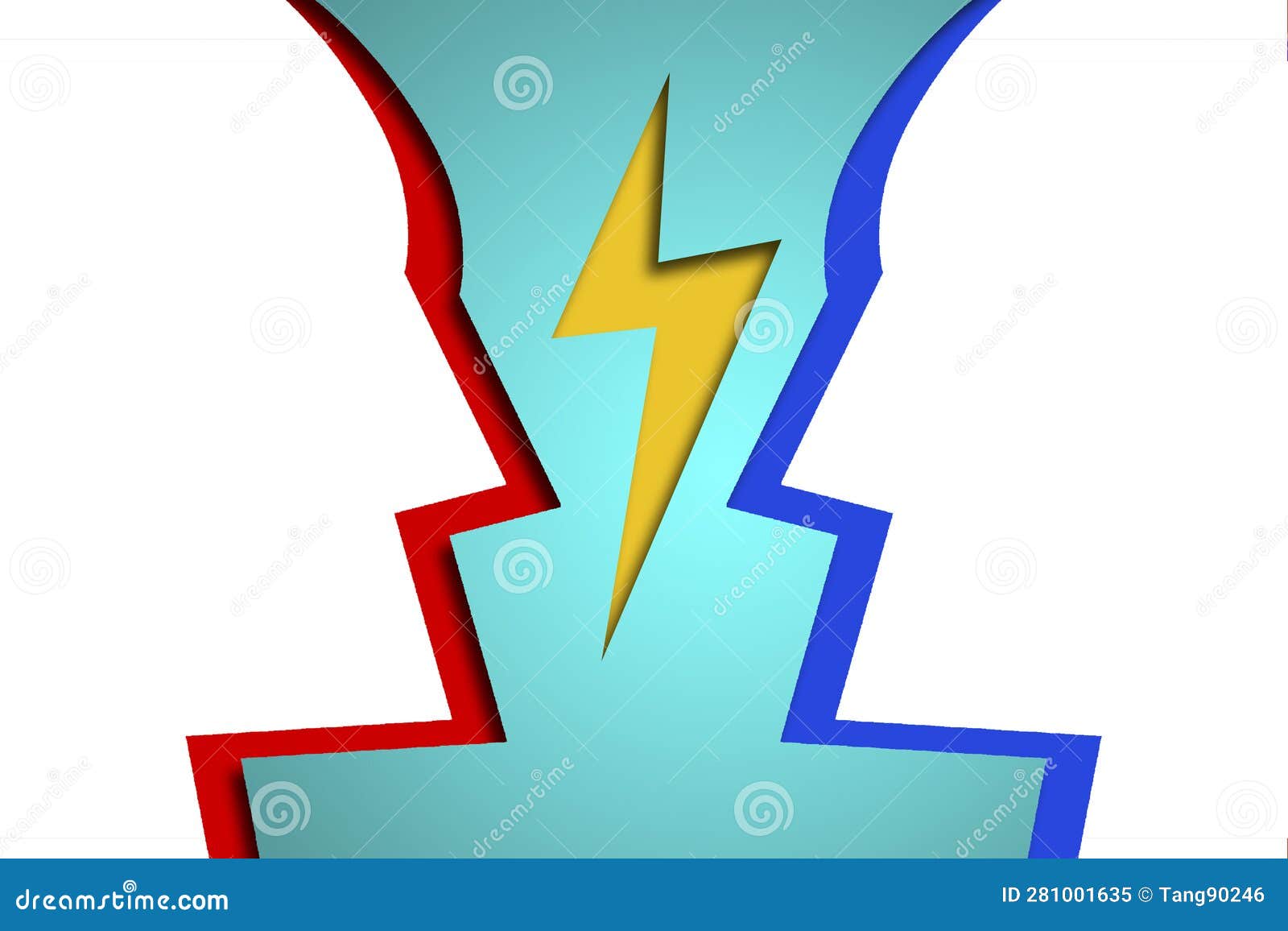 Human Heads Facing Each Other with Lightning Symbo Stock Illustration ...