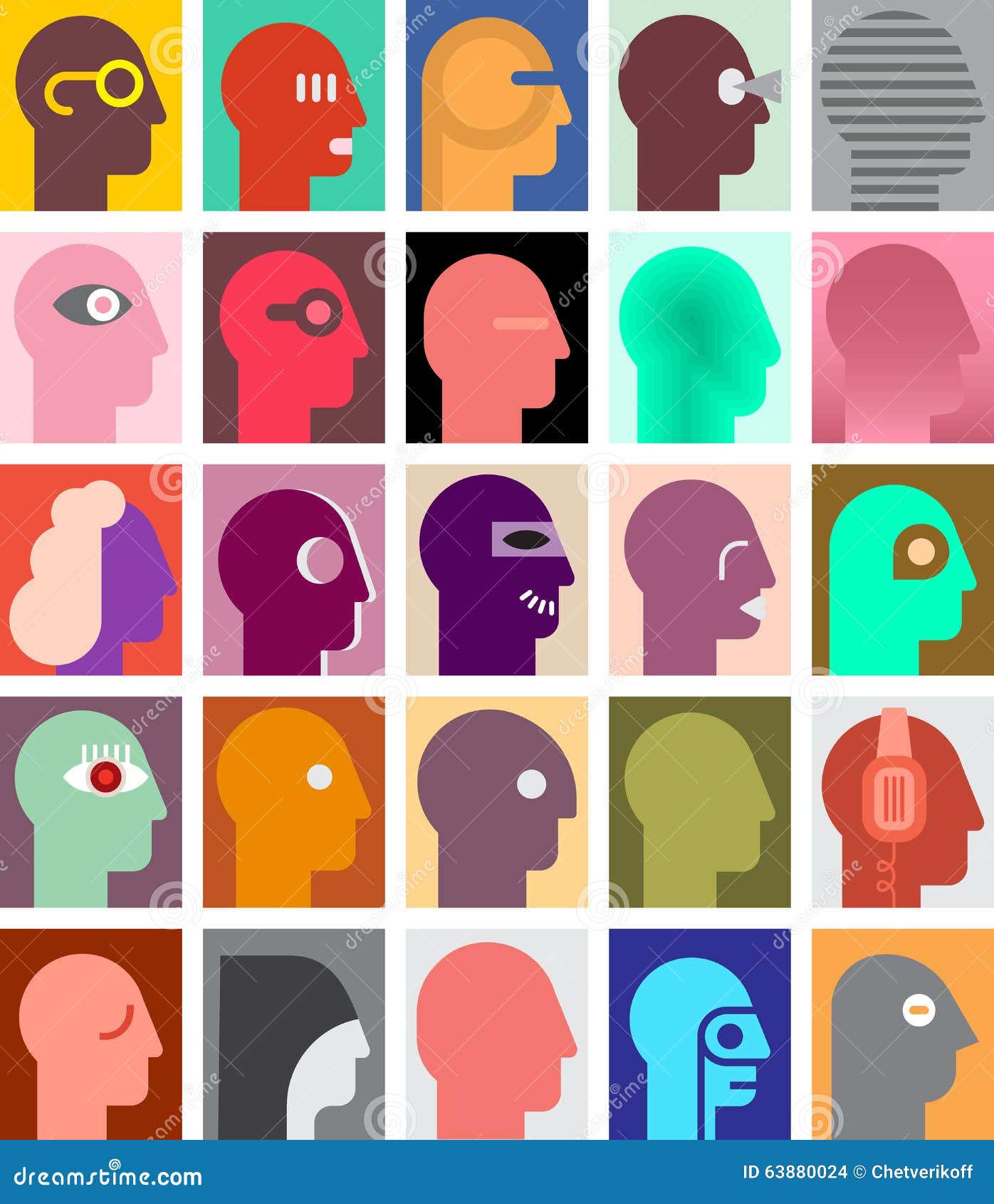Human Heads stock vector. Illustration of head, collage - 63880024