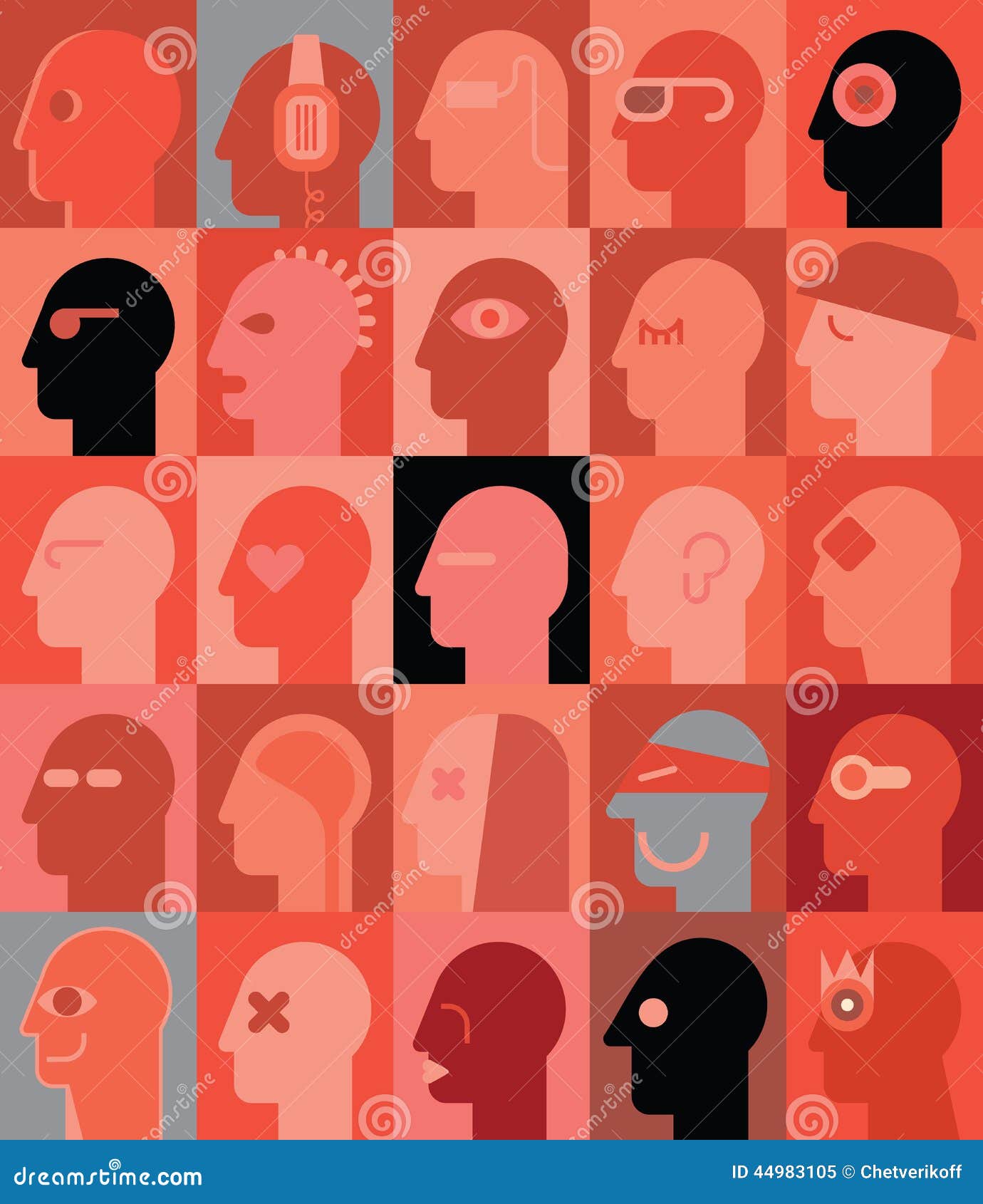 Human Heads stock vector. Illustration of warhol, color - 44983105