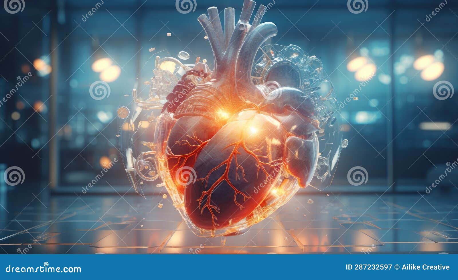 Human Heart on Abstract Background. 3d Rendering Stock Illustration ...