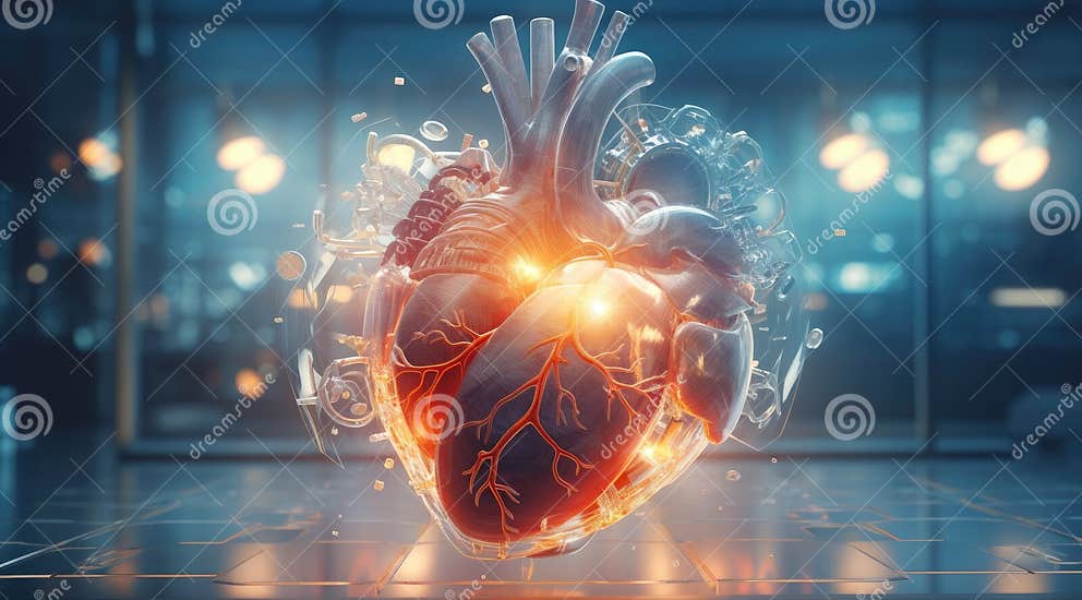 Human Heart on Abstract Background. 3d Rendering Stock Illustration ...