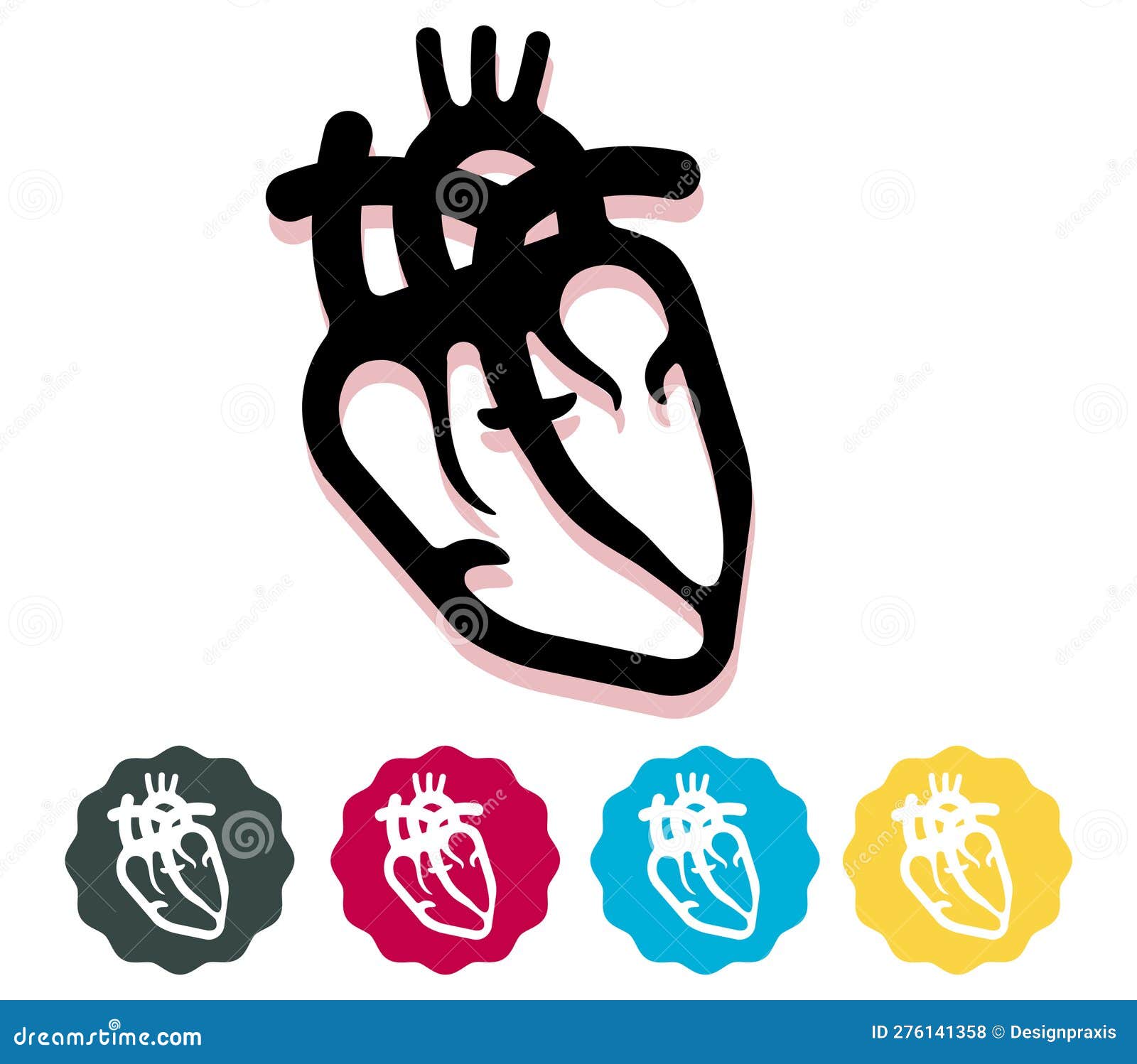 Human Heart with Chambers Icon Stock Illustration - Illustration of ...