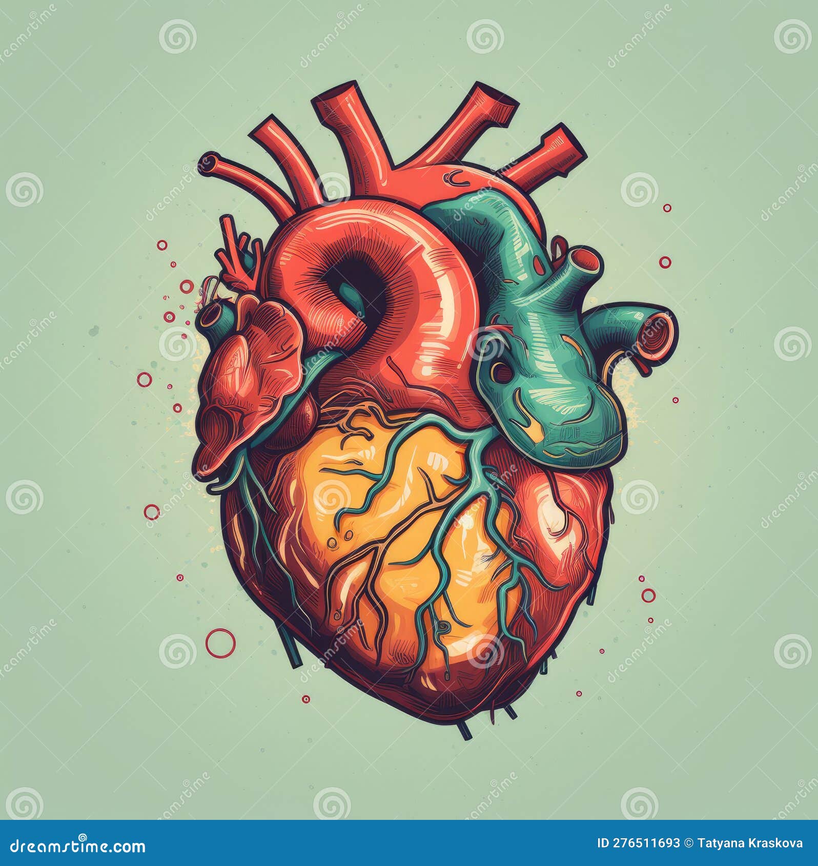 Human heart close up, 2d stock illustration. Illustration of cardiac ...