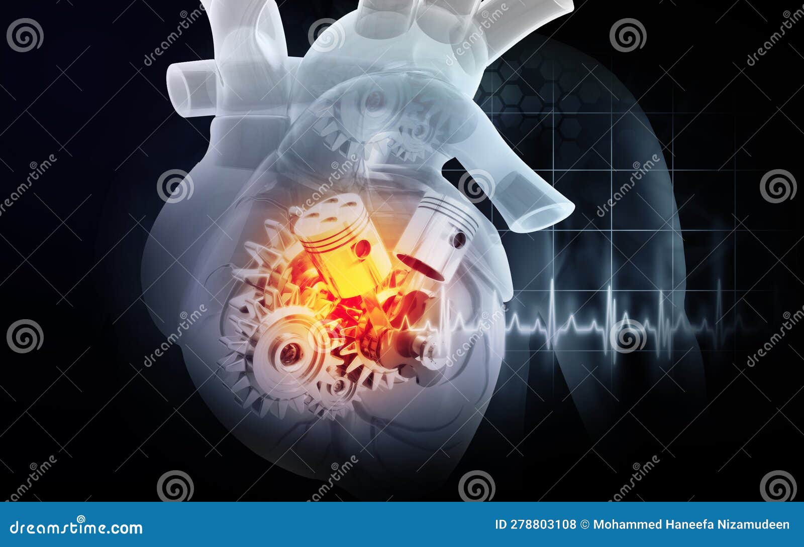 Human Heart with Cogs and Wheels Inside Stock Illustration ...