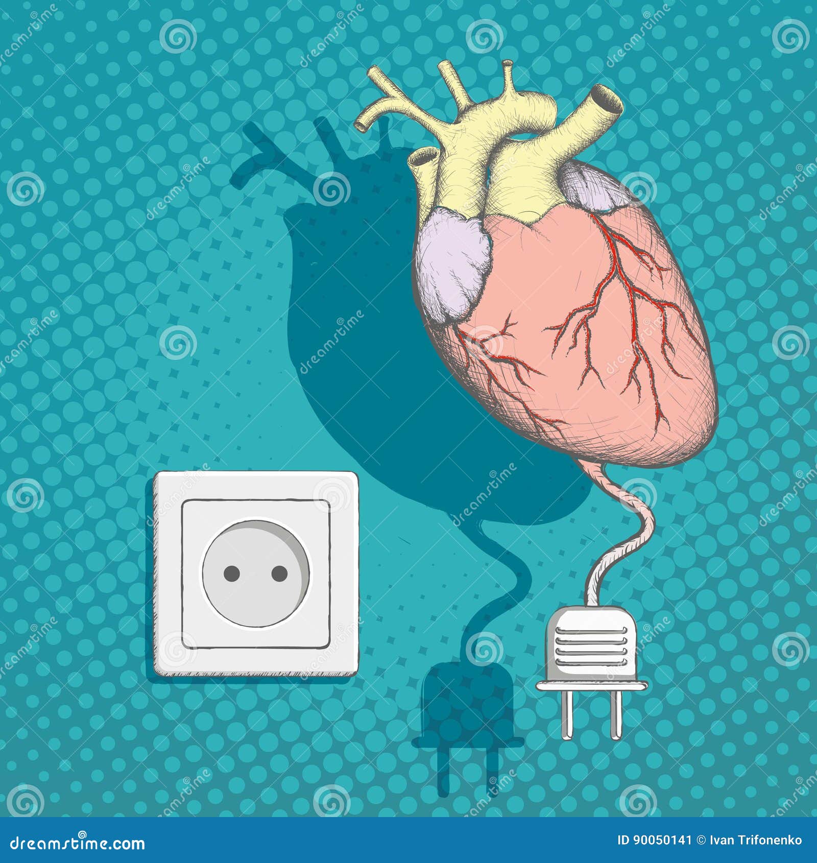 Human Heart with an Electric Plug and Socket. Stock Vector ...