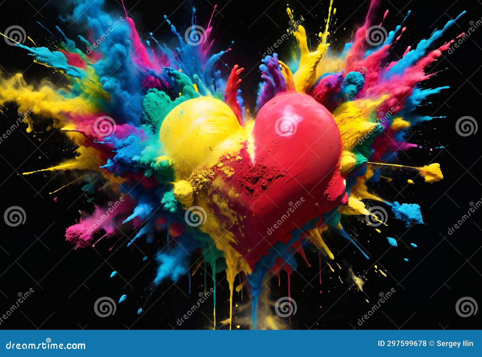 Human Heart Exploding of Colorful Rainbow Holi Powder. Generative AI ...