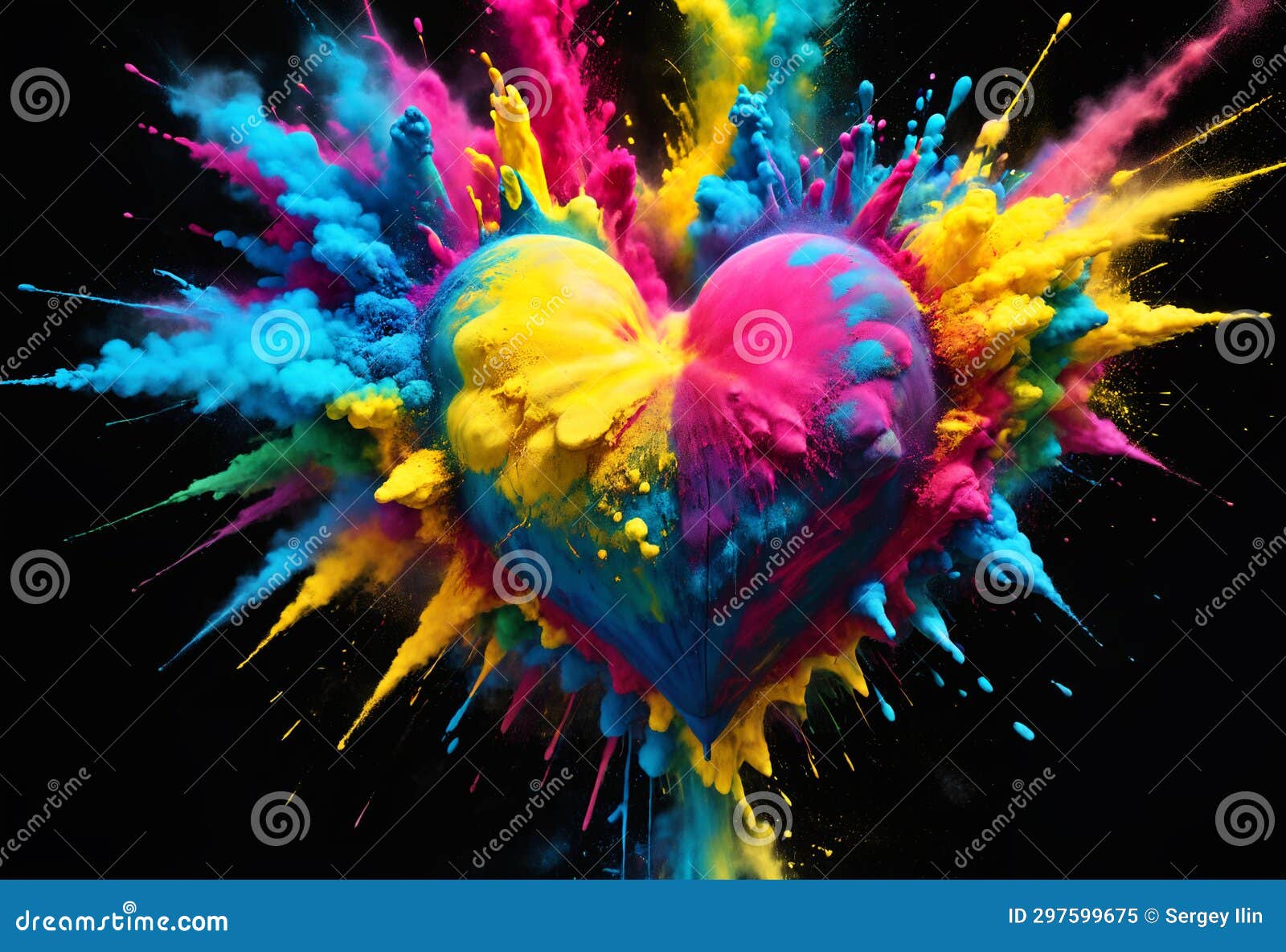 Human Heart Exploding of Colorful Rainbow Holi Powder. Generative AI ...