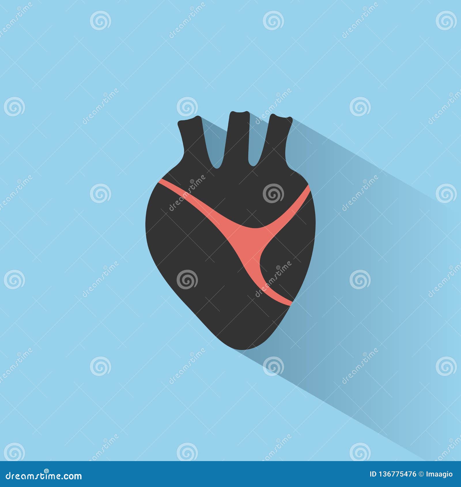 Human Heart Icon with Shade on a Blue Background Stock Vector ...