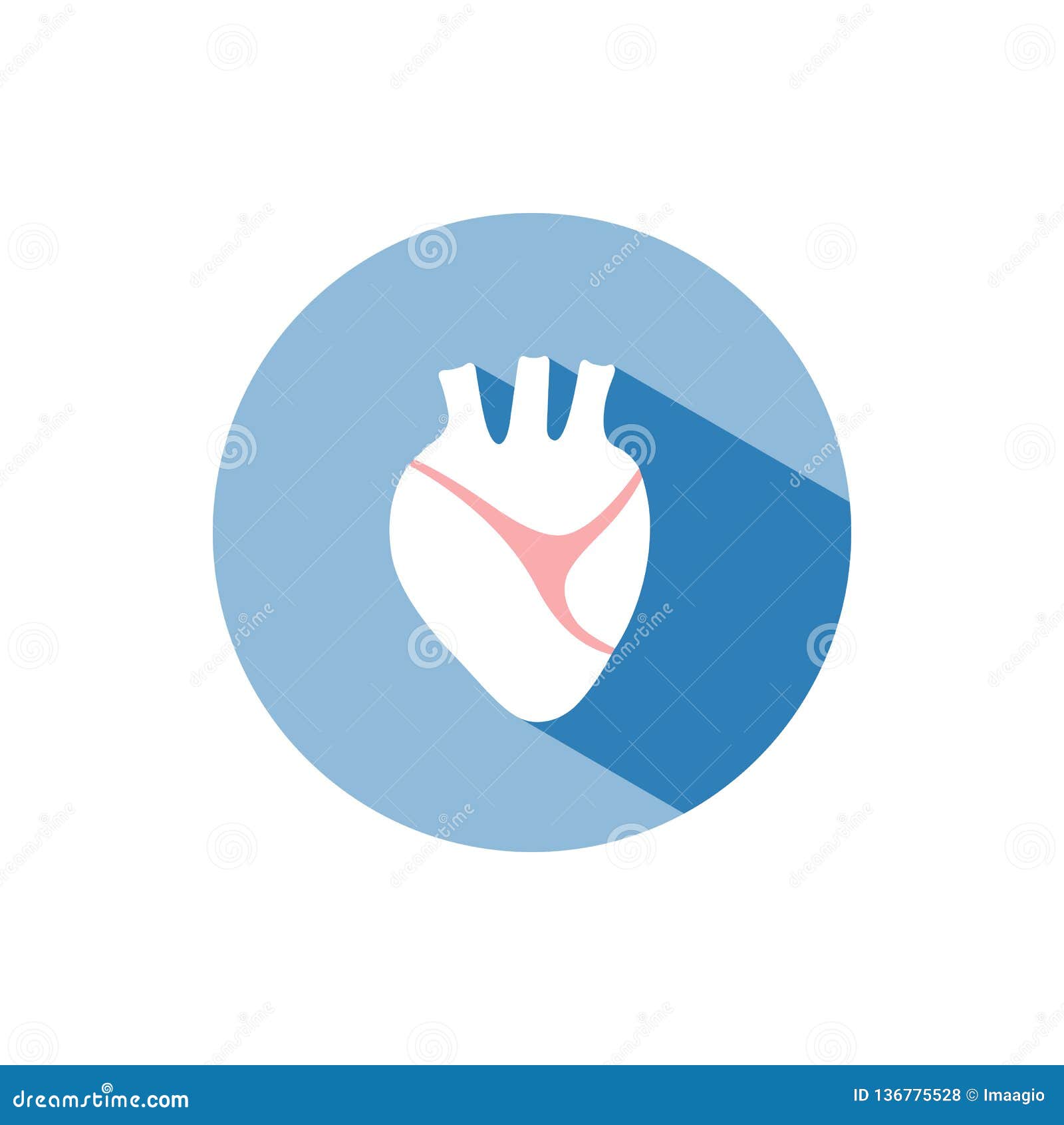Human Heart Icon with Shade on a Blue Circle Stock Vector ...