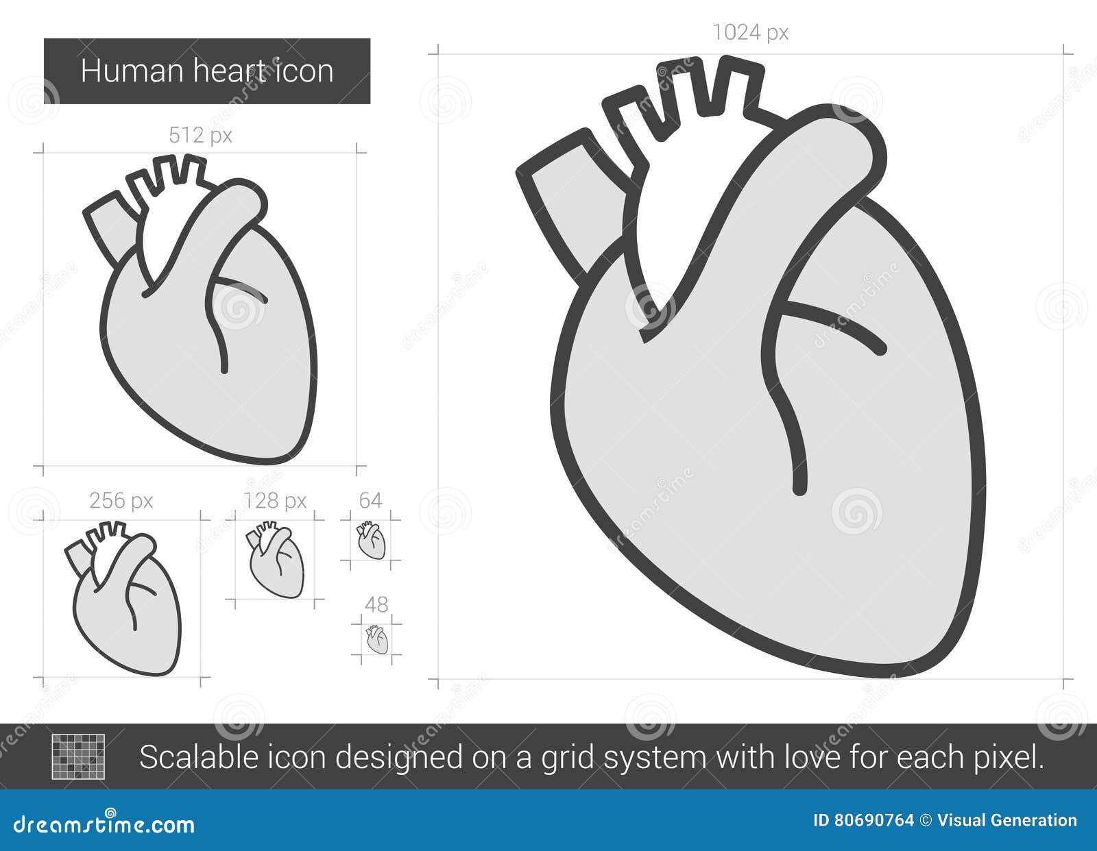 Human heart line icon. stock vector. Illustration of circulation - 80690764