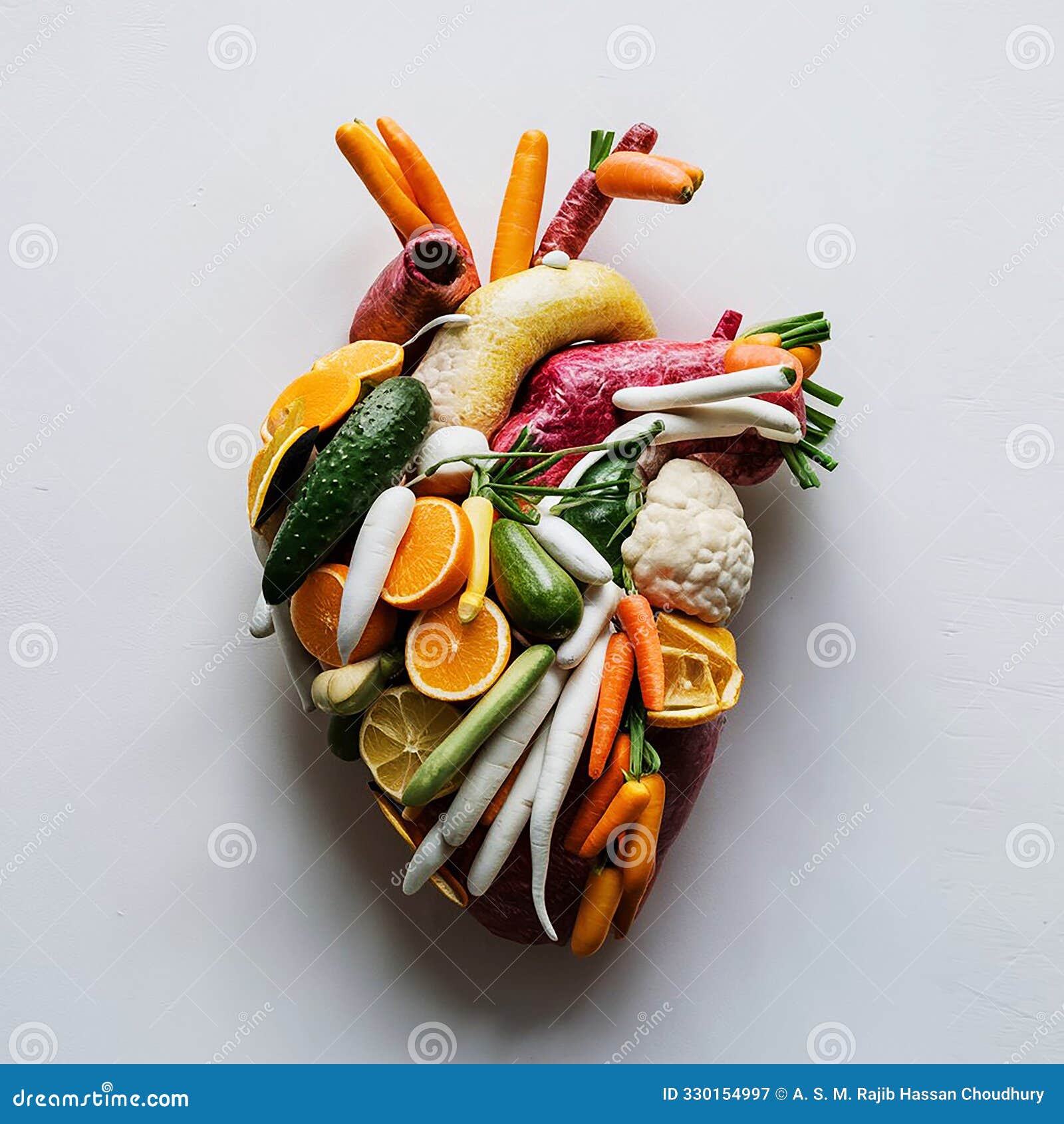 Human Heart Made of Fruits and Vegetables Stock Illustration ...